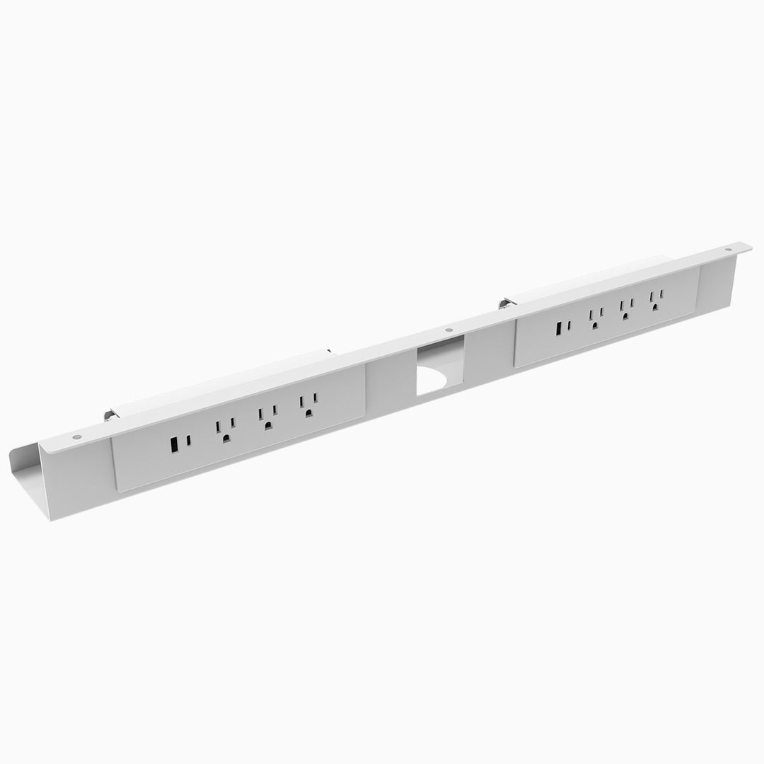 Desky Mini Cable & Power Tray - White / 6 Plugs + 2 X USB-C + 2 X USB ...