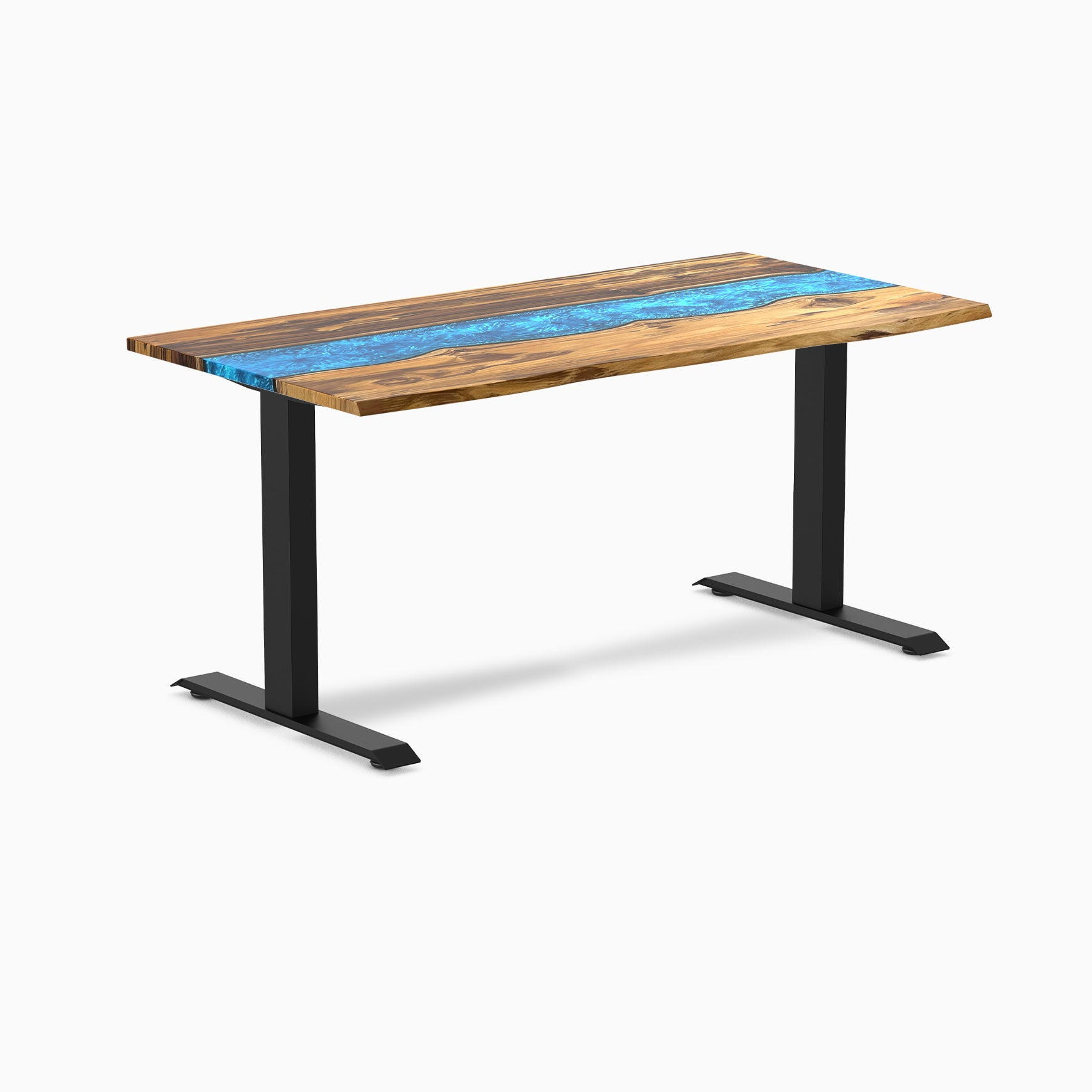 Desky Resin Hardwood Office Desk - Teak Blue River / 60 X 30 Inches ...