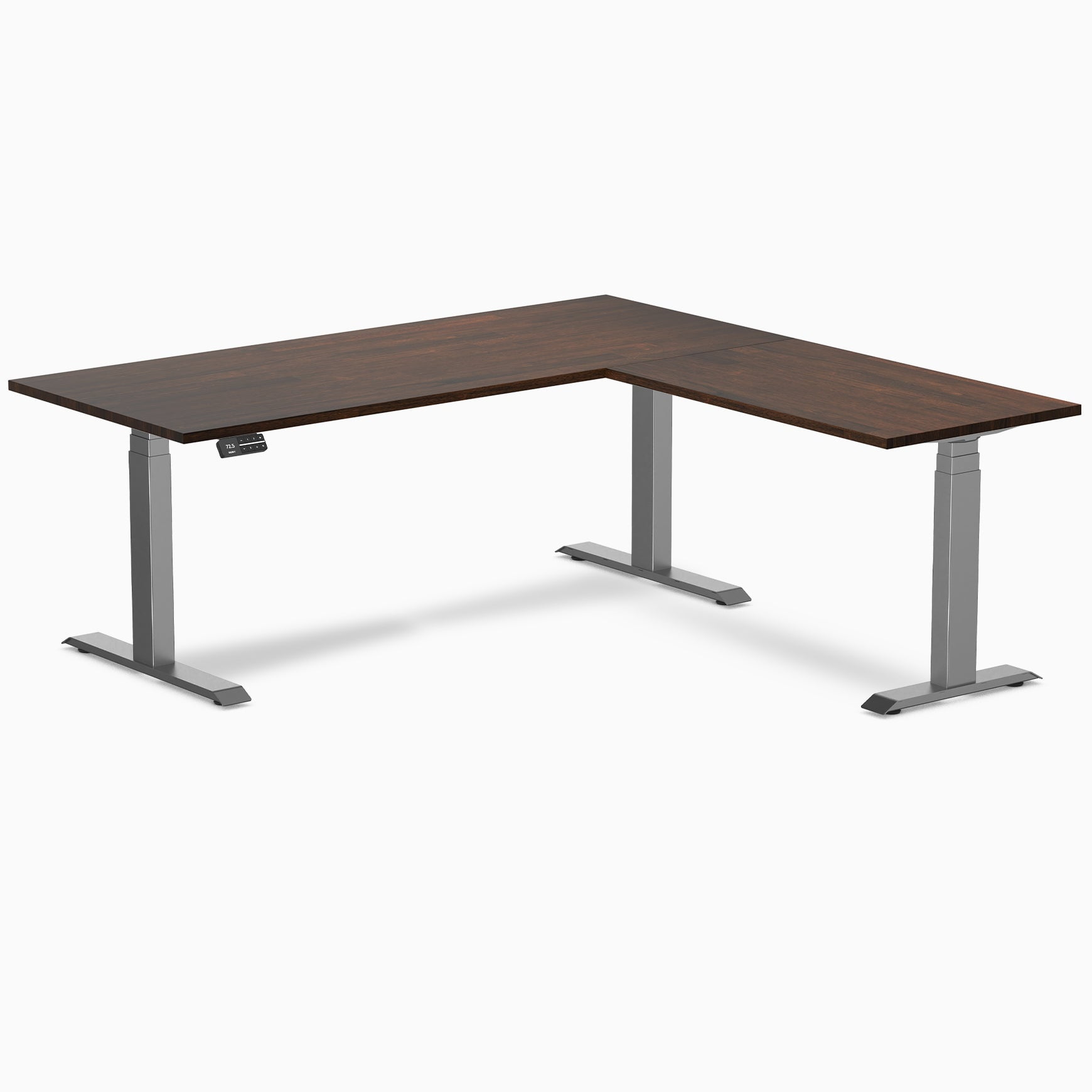 Desky Rubberwood L-Shape Sit Stand Desk - Dark Walnut / 72 X 30 X 70 X ...