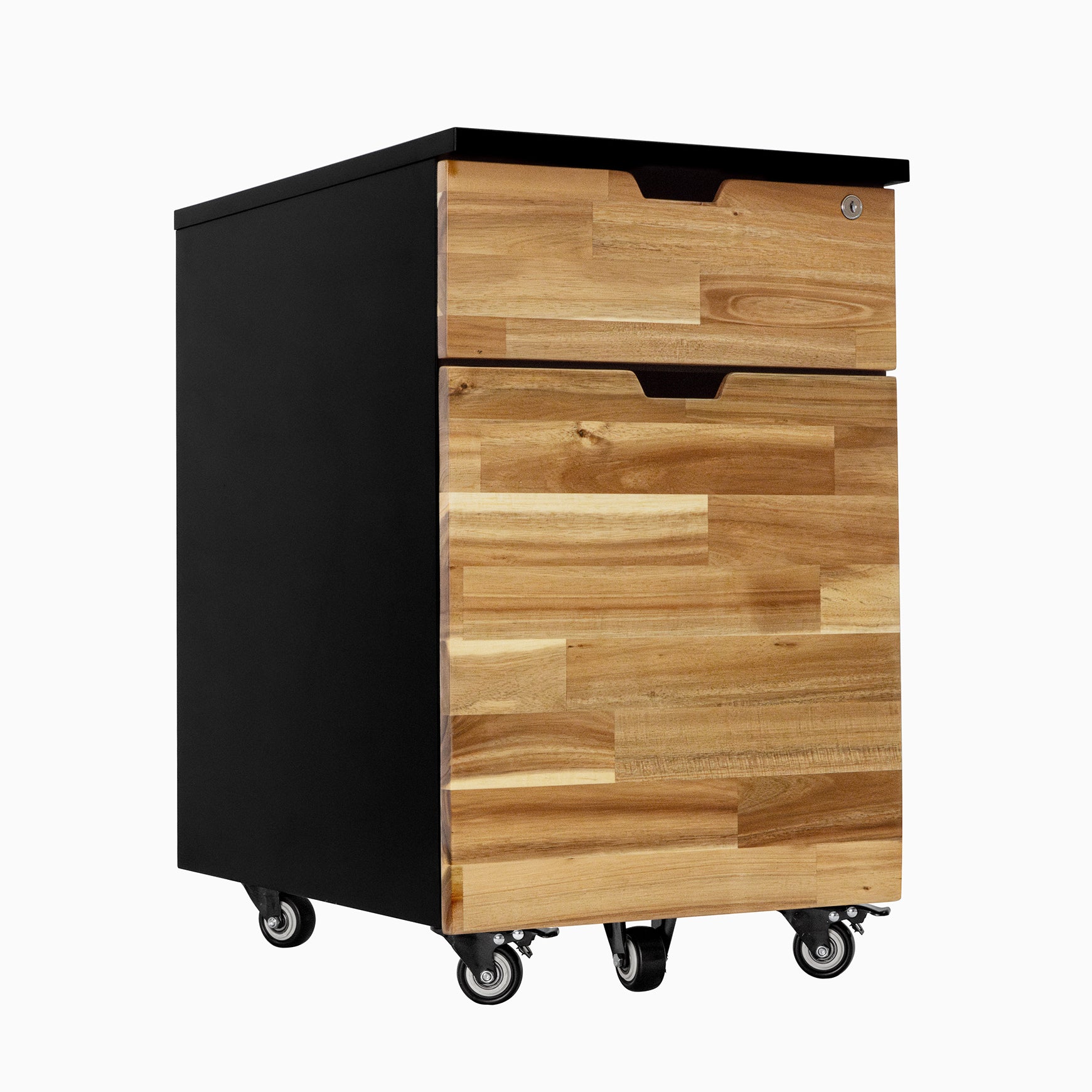 Desky Wooden Minimal Filing Cabinet - Black / Acacia Softwood - Walmart.com