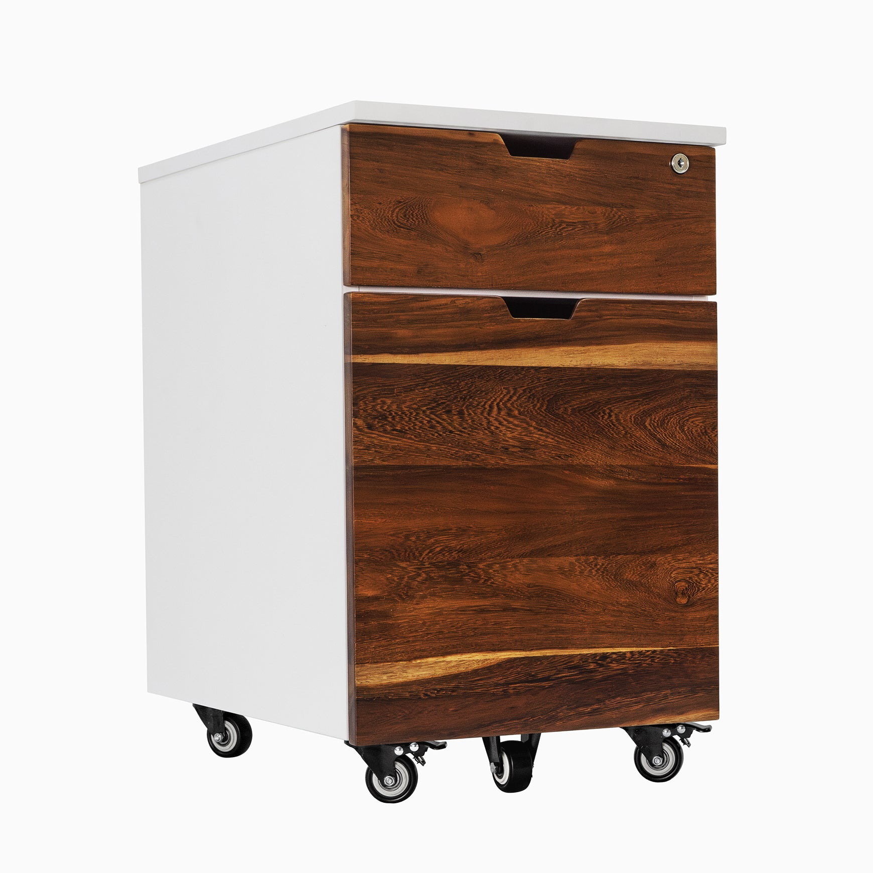 Desky Wooden Minimal Filing Cabinet - White / Hardwood Pheasantwood ...