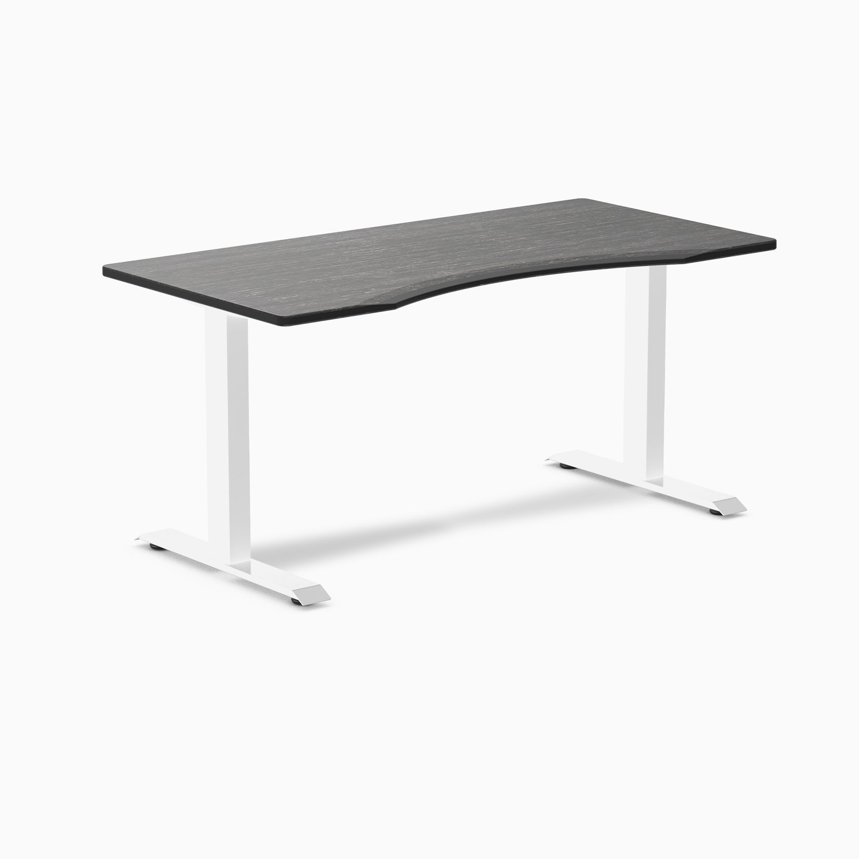 Desky Zero Ergo Edge Office Desk - Dark Bamboo / 60 X 30 Inches / White ...