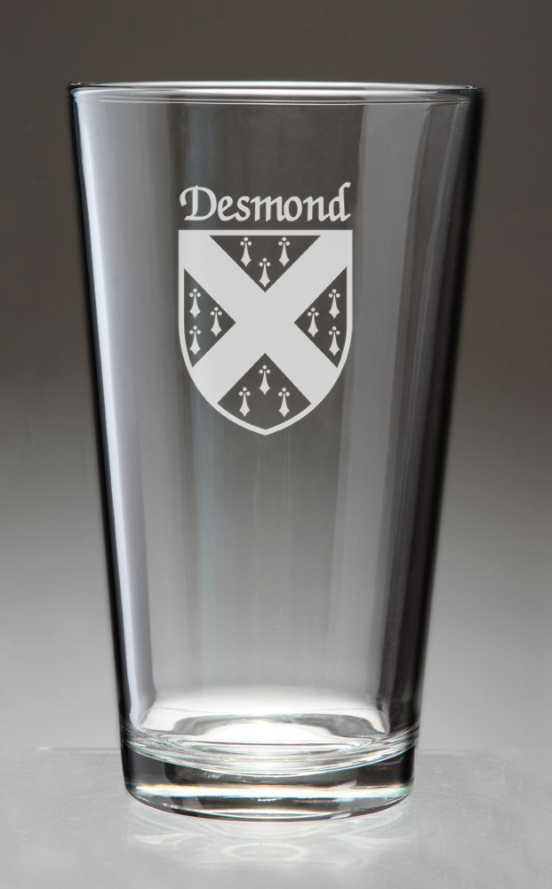 Desmond Irish Coat of Arms Pint Glasses - Set of 4 (Sand Etched ...