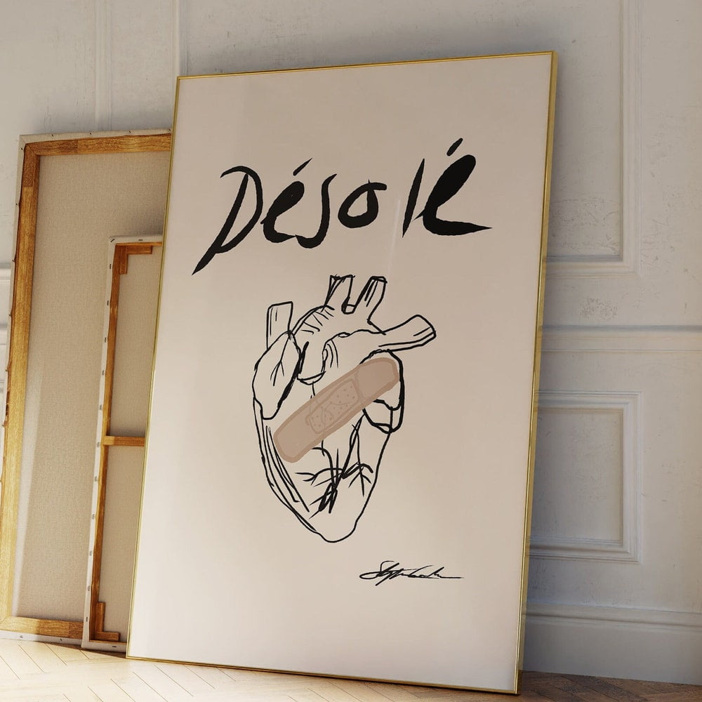 Desole Print, French Quote Print, French Print, Trendy Hand Drawn ...