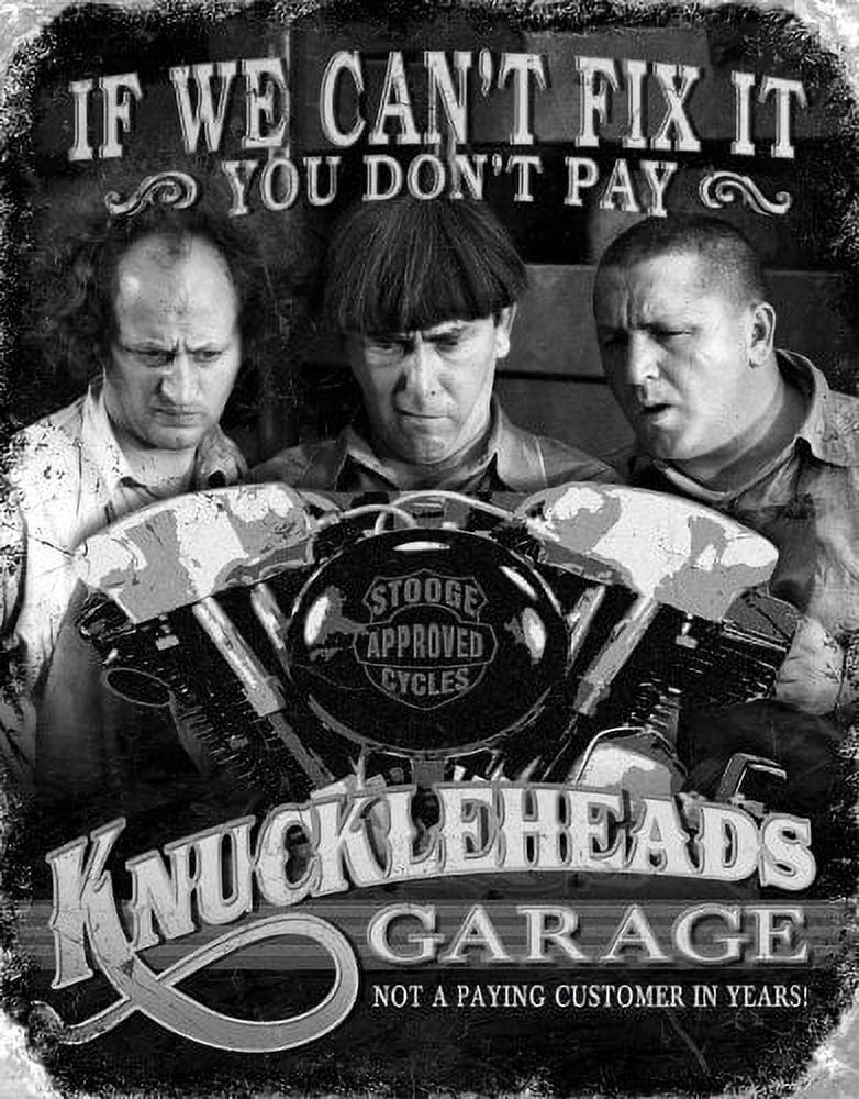 Desperate Enterprises The Three Stooges - Knuckleheads Garage Tin Sign ...