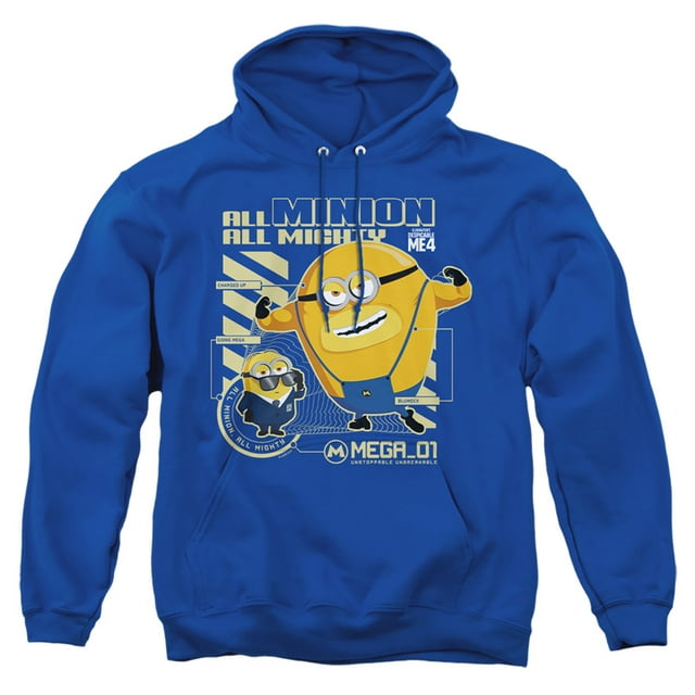 Despicable Me 4 Mega Minion Blueprint Blue Adult Pull-Over Hoodie ...