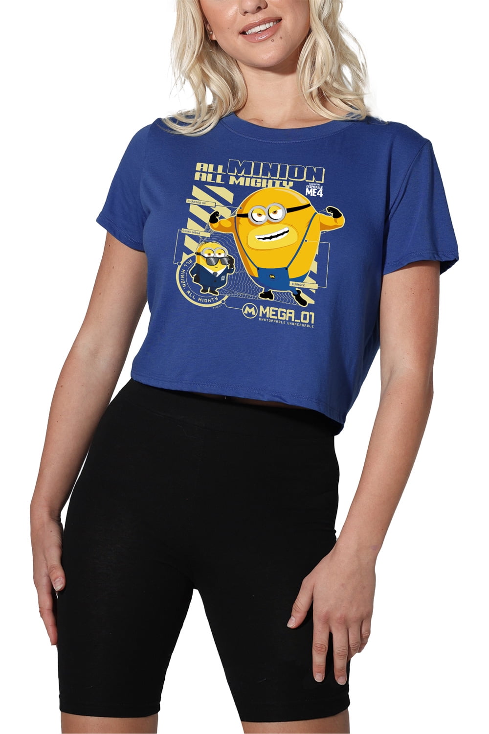Despicable Me 4 Mega Minion Blueprint Blue Women's Crop Top T-Shirt ...