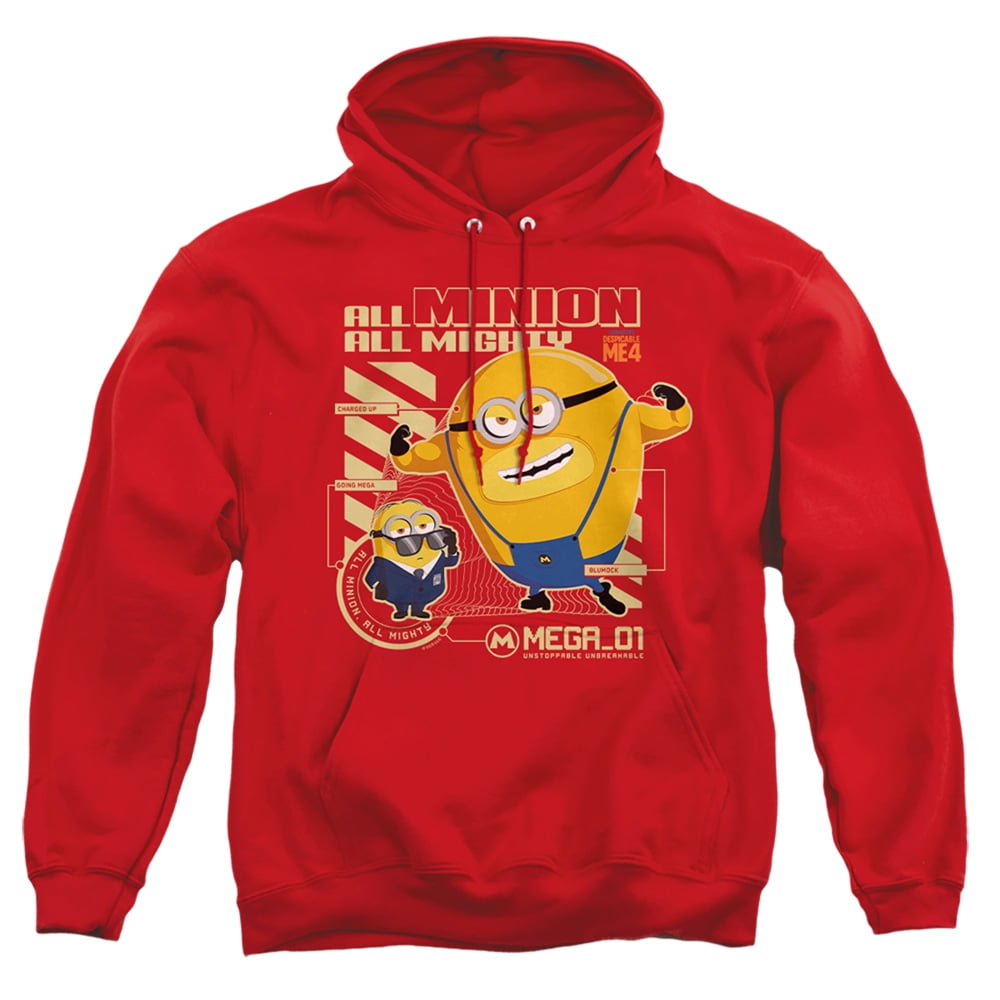 Despicable Me 4 Mega Minions Blueprint Adult Pull-Over Hoodie, Red ...