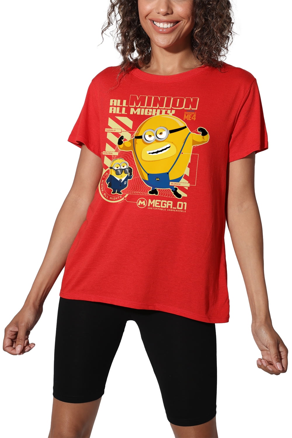 Despicable Me 4 Mega Minions Blueprint Women's Loose T-Shirt, Red ...