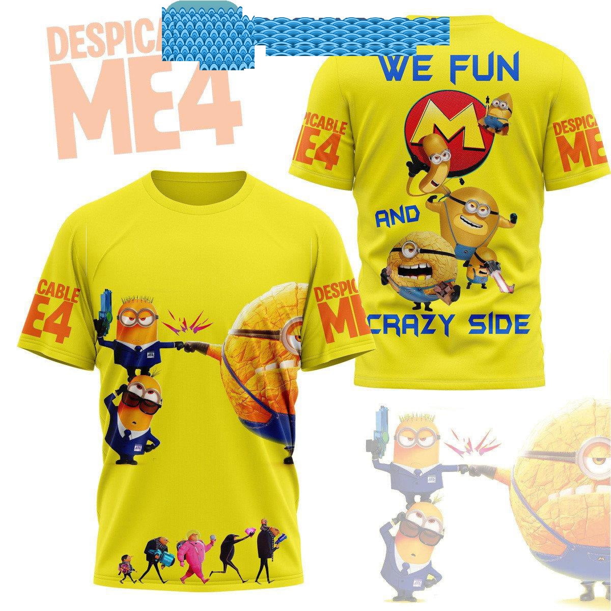 Despicable Me 4 We Fun And Crazy Side Fan Hoodie T-Shirt - Walmart.com
