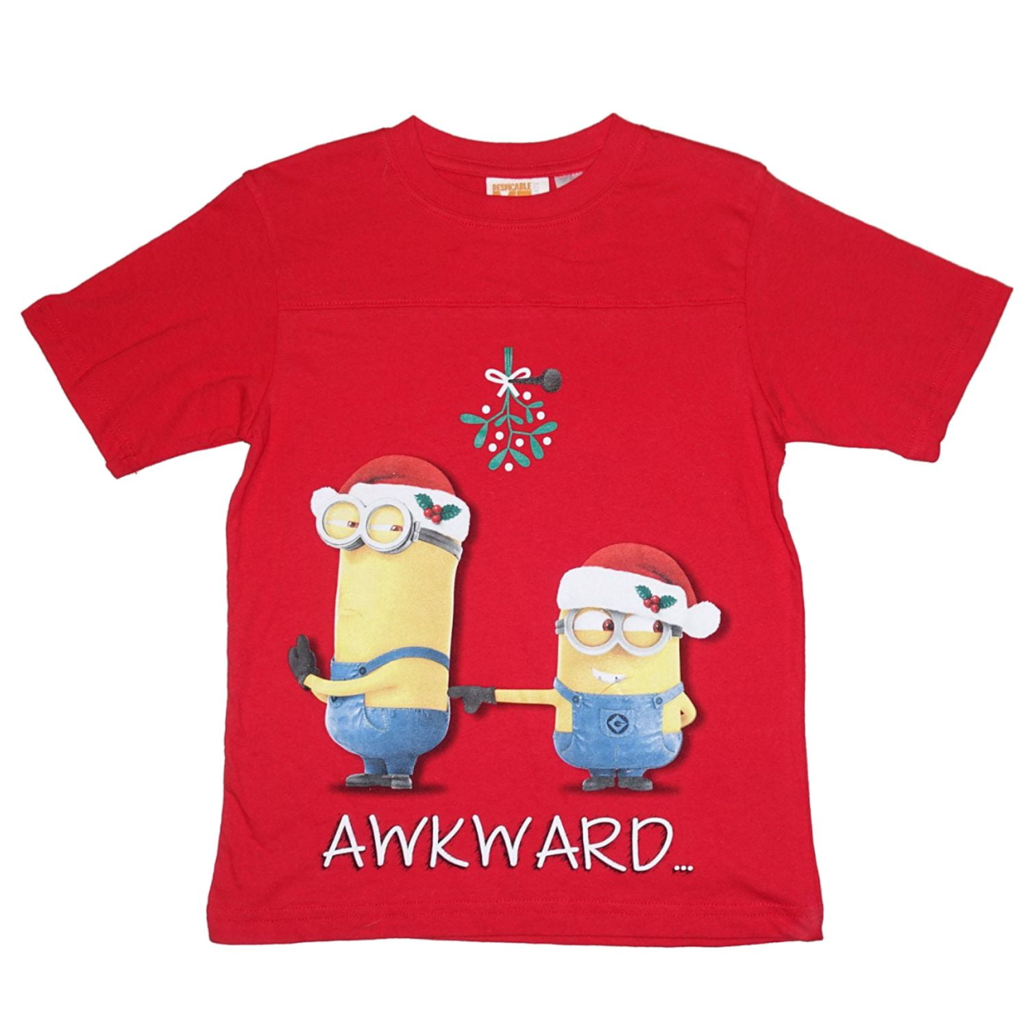 Despicable Me Boys Red Awkward Minion Scene Christmas T-Shirt S ...