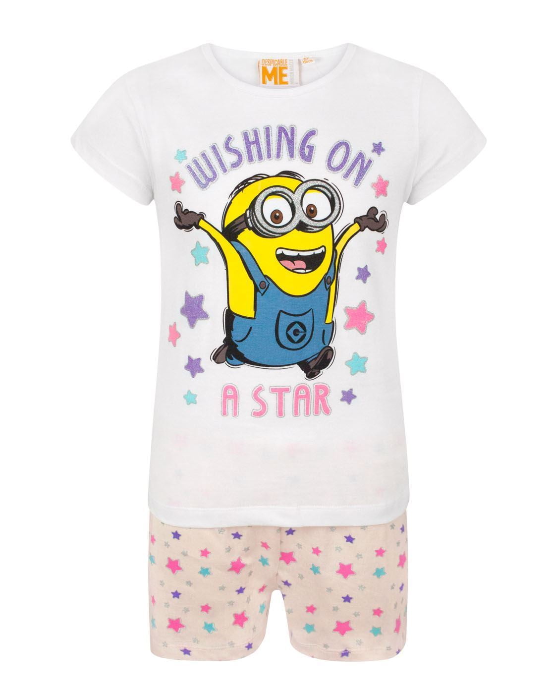 Despicable Me Girls White Short Sleeve Short Leg Pyjama Set - Walmart.com