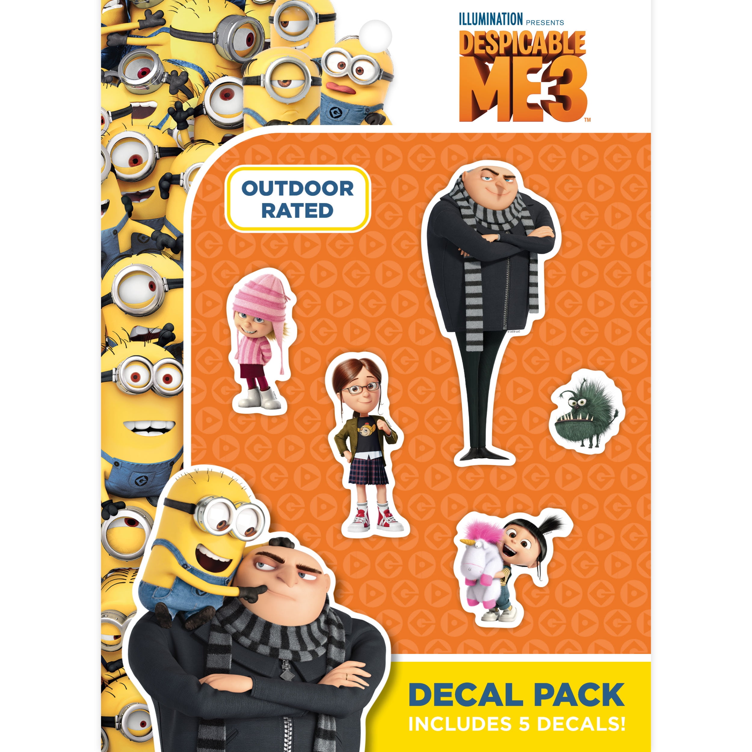 Despicable Me Gru Family Car Decals - Set of 5 Stickers for Truck Water ...