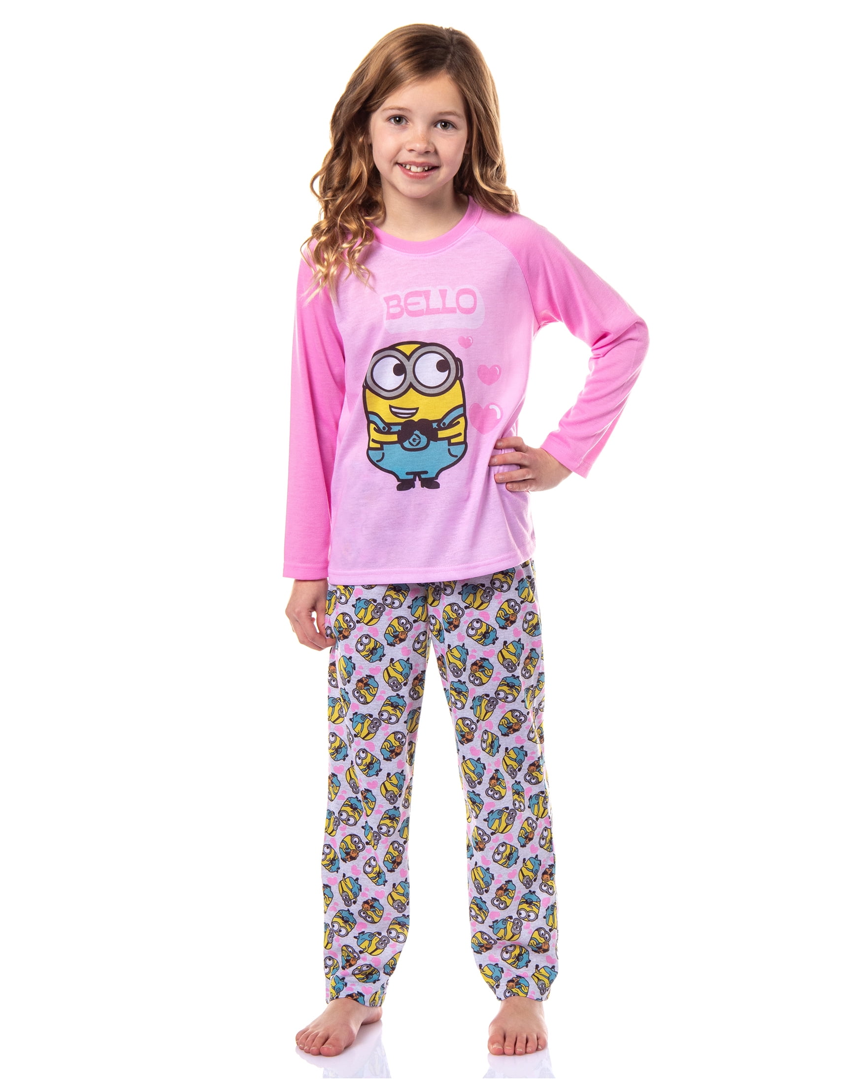 Despicable Me Minions Girls' Chibi Bello Raglan 2 Piece Pajama Set Long ...