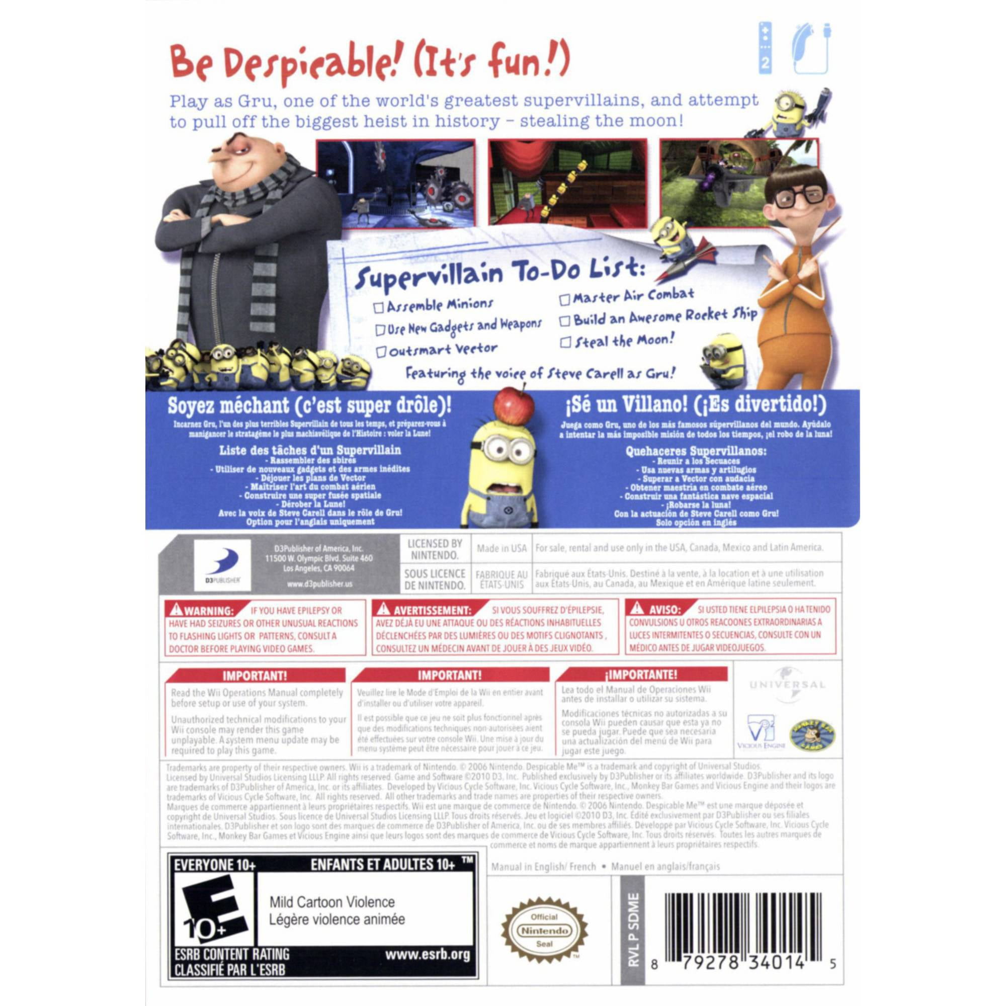 Pre-Owned Despicable Me: The Game For Wii D3Publisher - Walmart.com