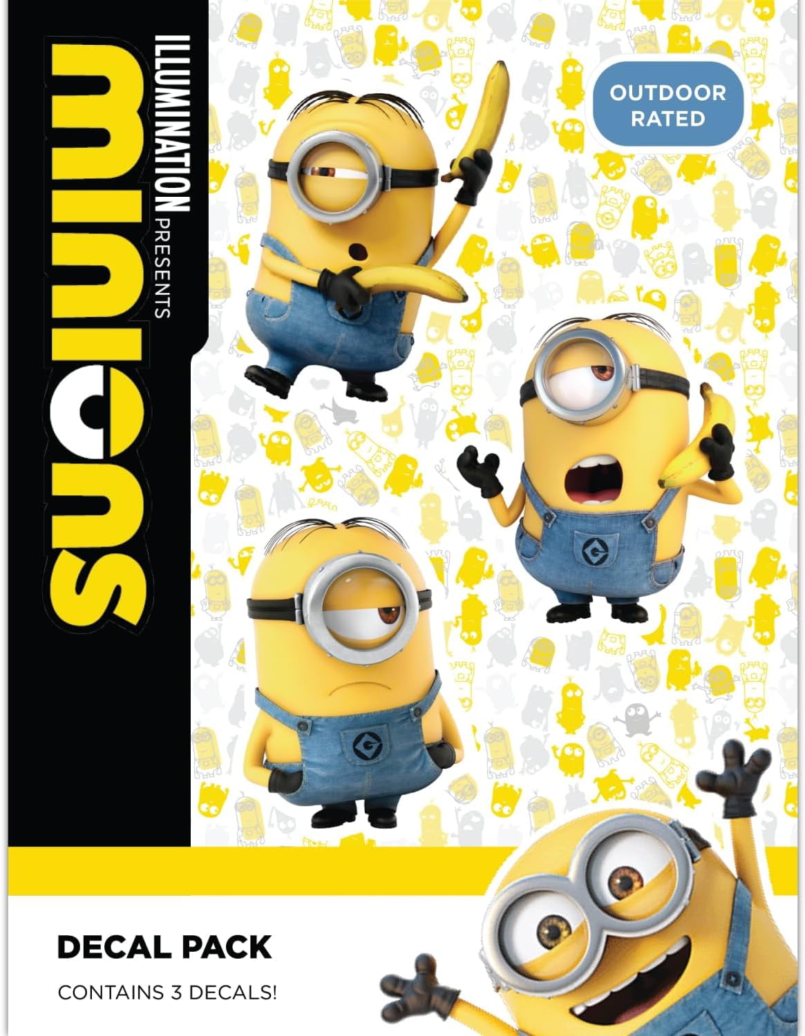 Despicable Me Minions Decals - Set of 3 Stuart Stickers for Car Water ...