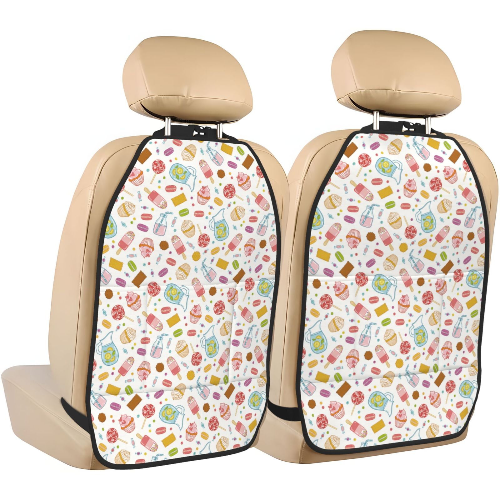 Dessert Backseat Car Organizer, 2 Pack Kick Mats Back Seat Protector ...