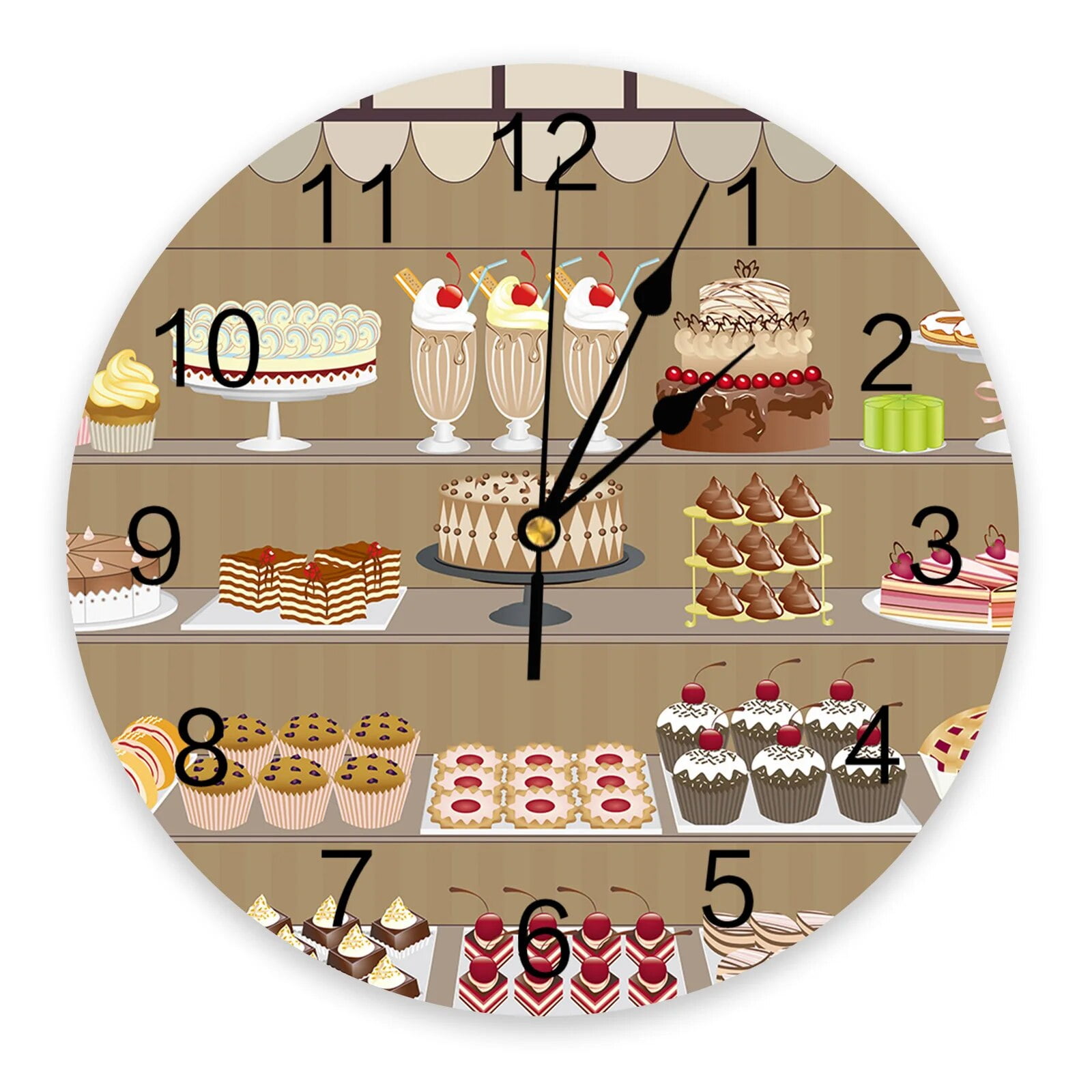 Dessert Cake Bread Clocks Wall Home Decor Modern Kitchen Room Bedroom ...