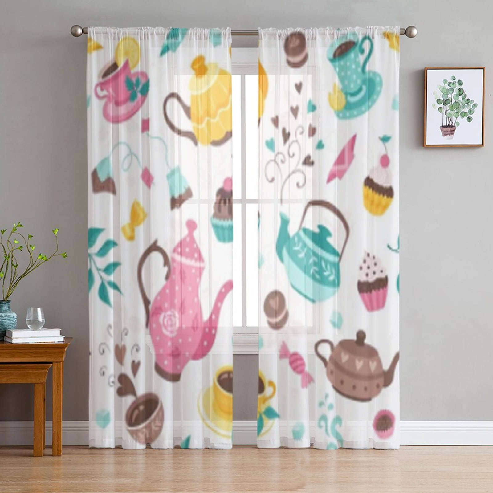 Dessert Cake Bread Modern Tulle Curtains for Living Room Bedroom Home ...