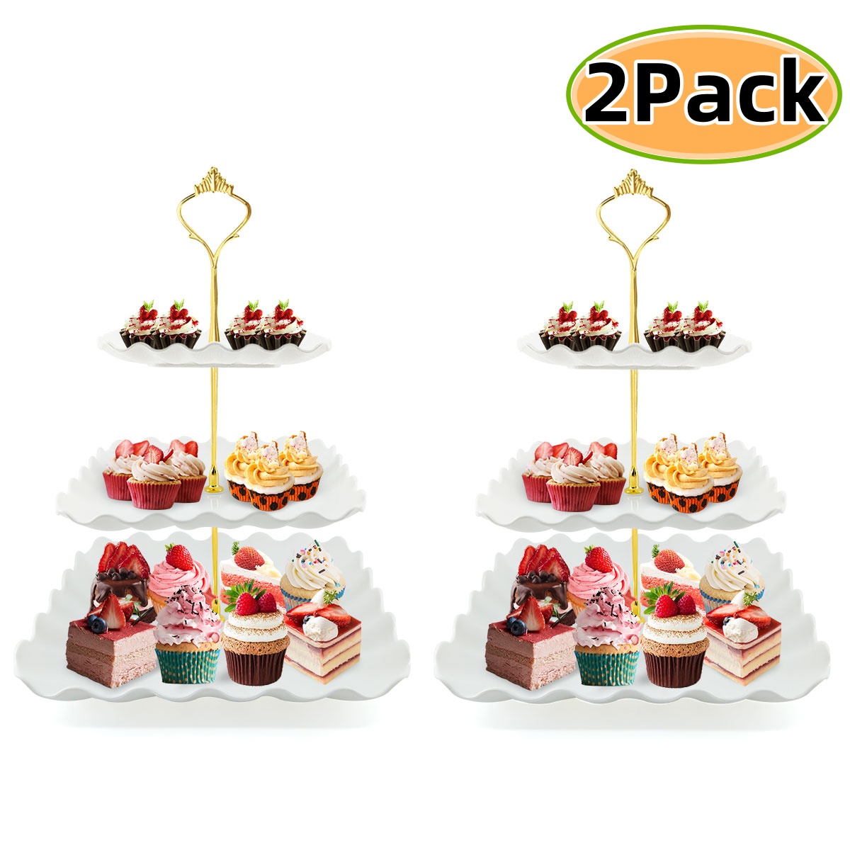 Efavormart 21" Gold Metal Tiered Cupcake Stand 3 Tier Dessert Stand ...