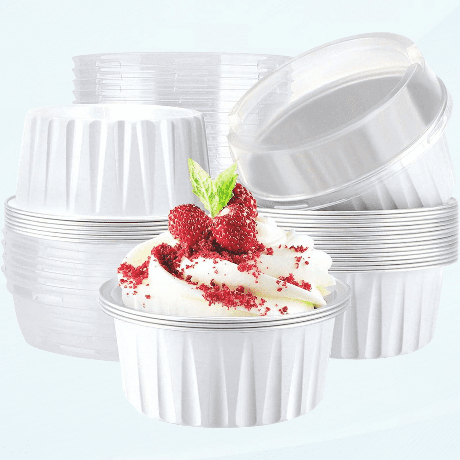 Dessert Cups with Lids, 25pcs 5oz Disposable Ramekins Baking Cups ...