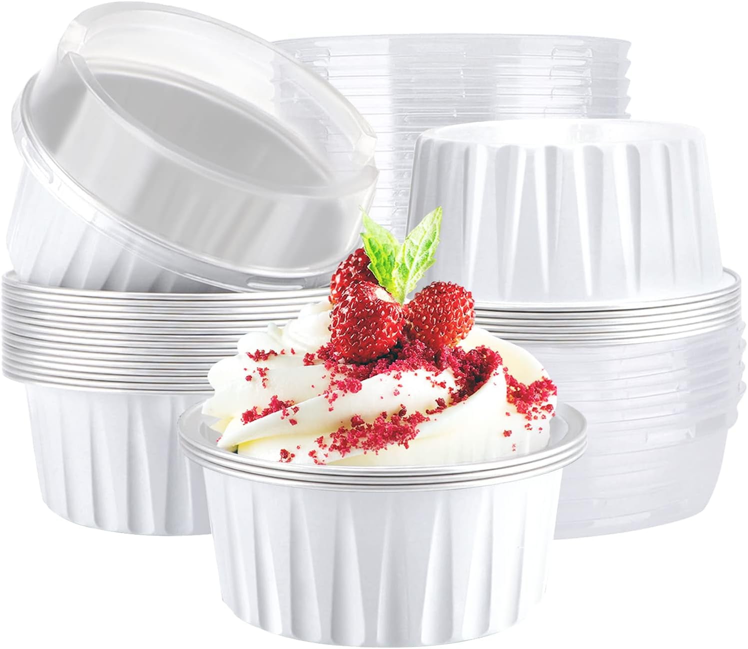 Dessert Cups with Lids, 25pcs 5oz Disposable Ramekins Baking Cups ...