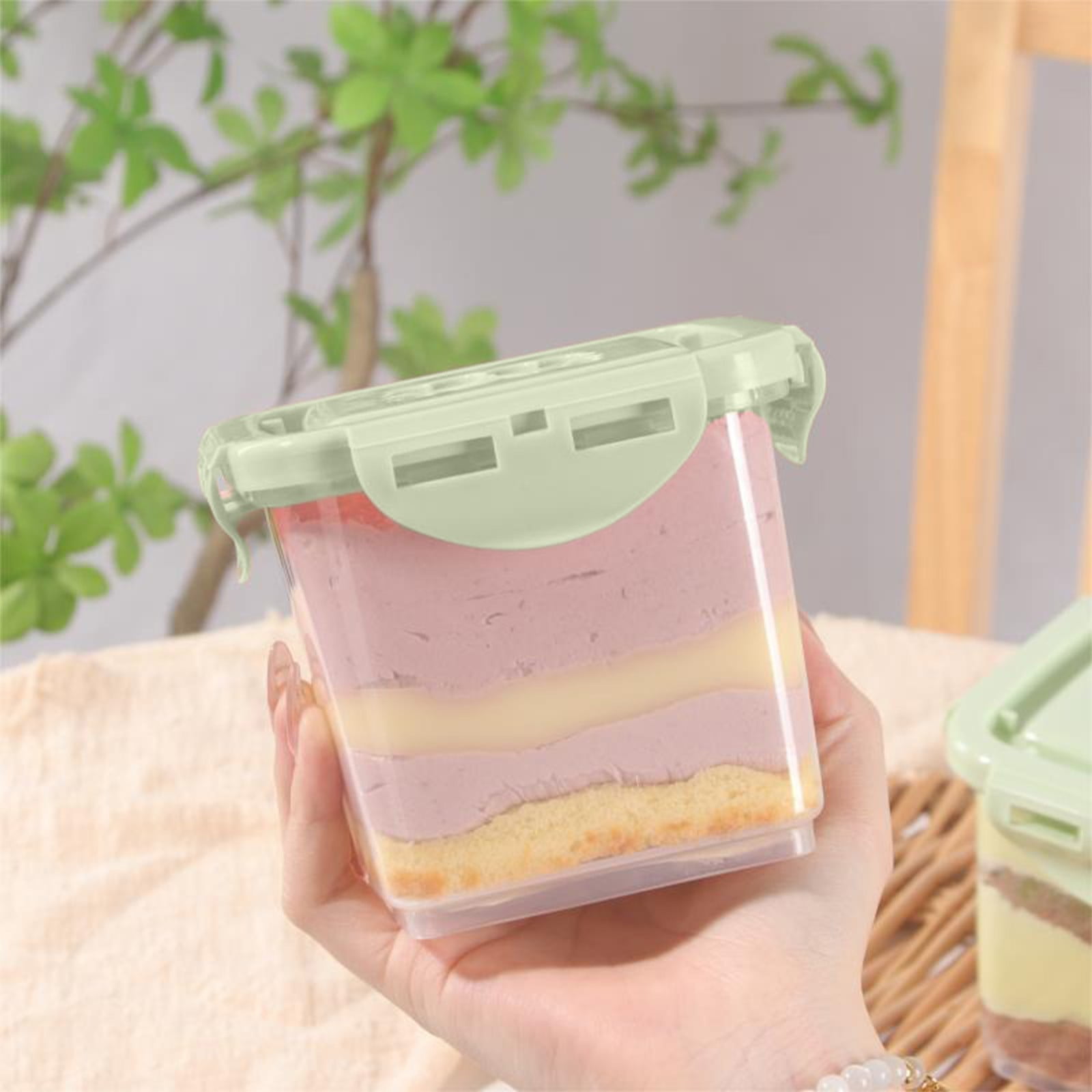 Dessert Cups with Lids and Spoons,Square Parfait Cups,Disposable Cake ...