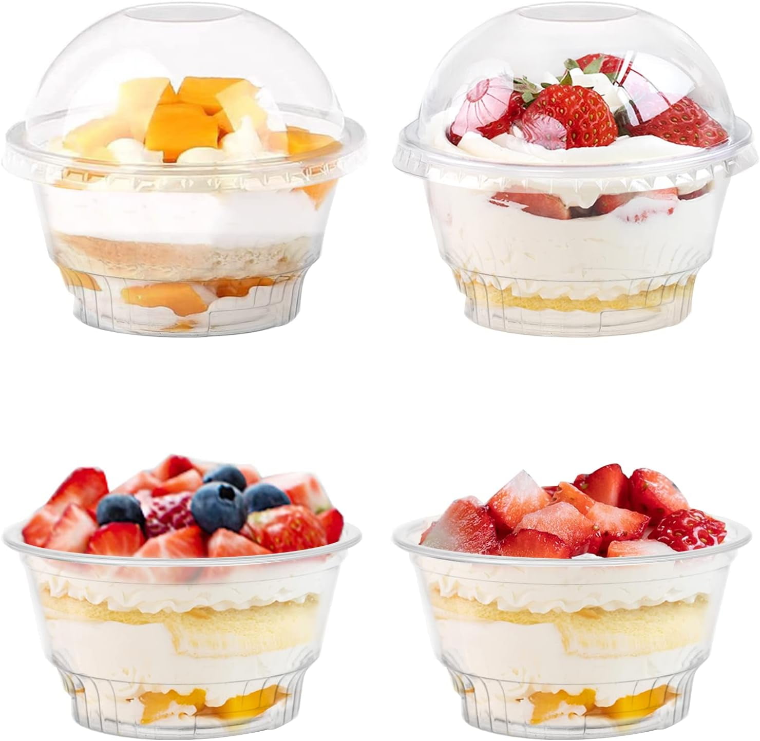 Dessert Cups with Dome Lids, Clear Plastic Cups, Disposable Cups for ...