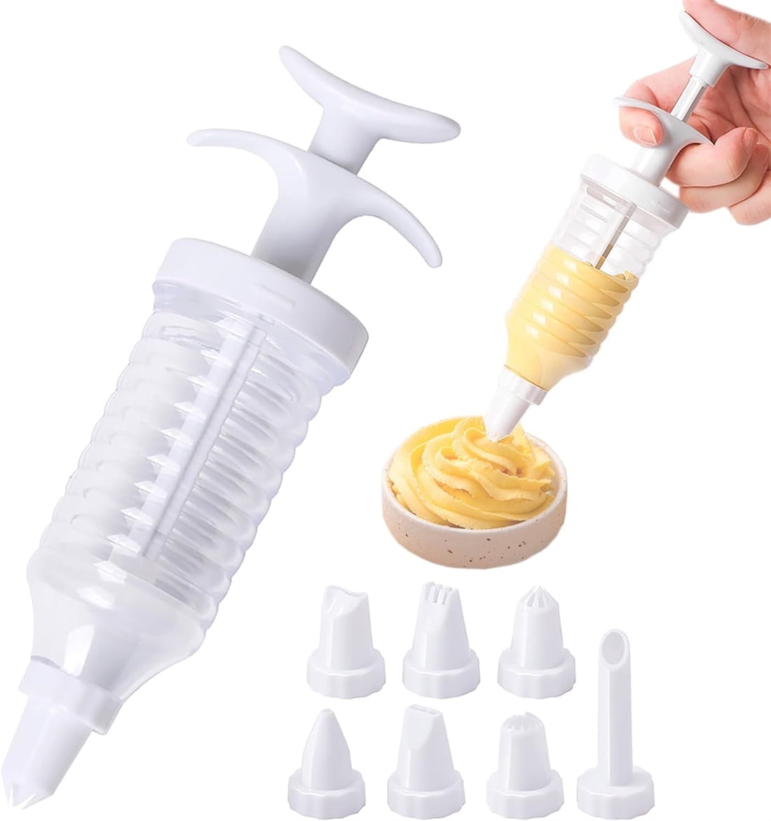 Dessert Decorating Syringe Set,8 Icing Nozzles,Cupcake Cookie Press ...