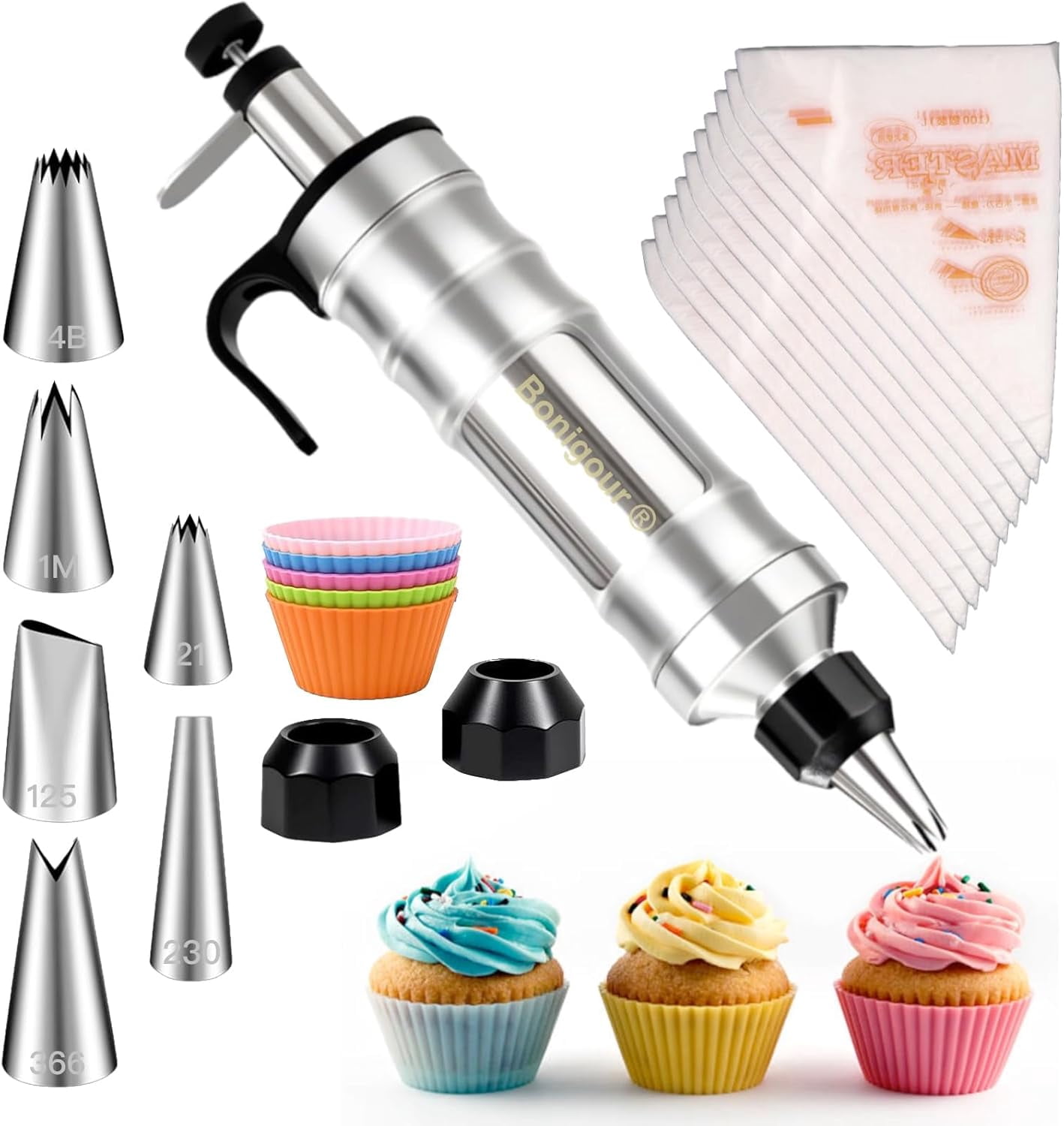Dessert Decorating Syringe Set | Frosting Piping Kit with 6 Nozzles ...