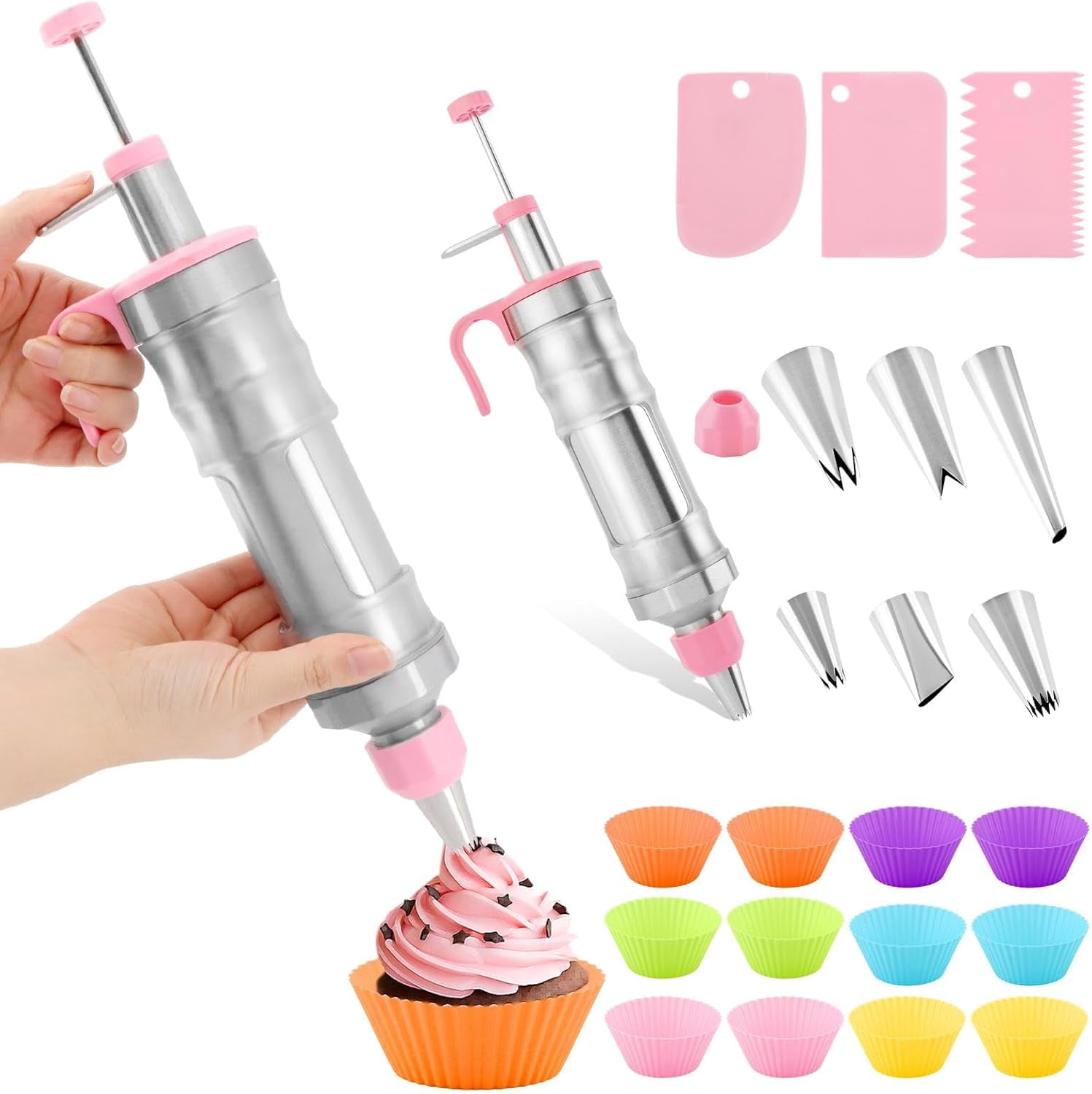 Dessert Decorating Syringe Set, Frosting Piping Kit with Piping Tips ...