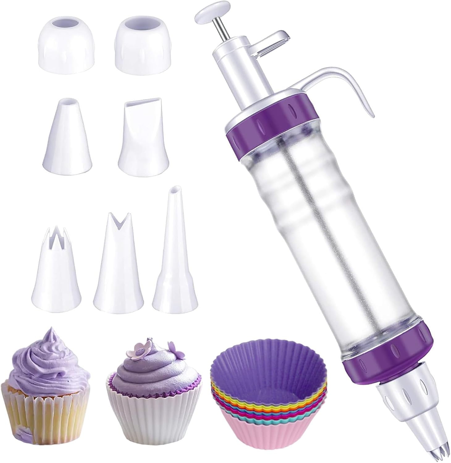 Dessert Decorating Syringe Set,Icing Dispenser Tool, with 7 Icing ...