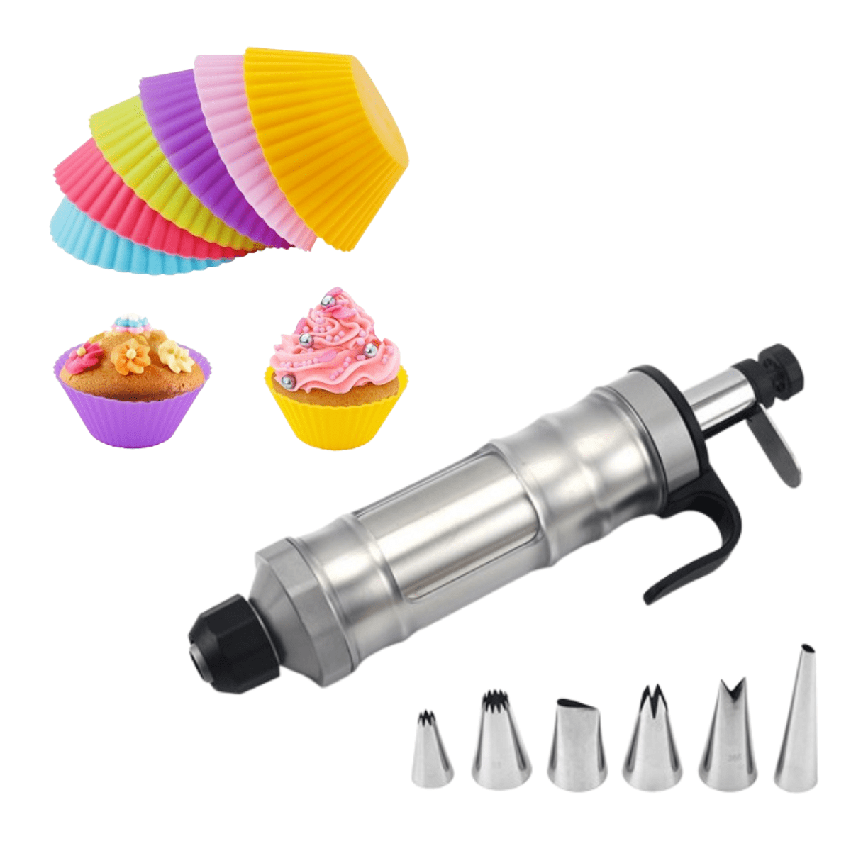 Dessert Decorating Syringe Set, Stainless Steel Icing Piping Kit Cake ...