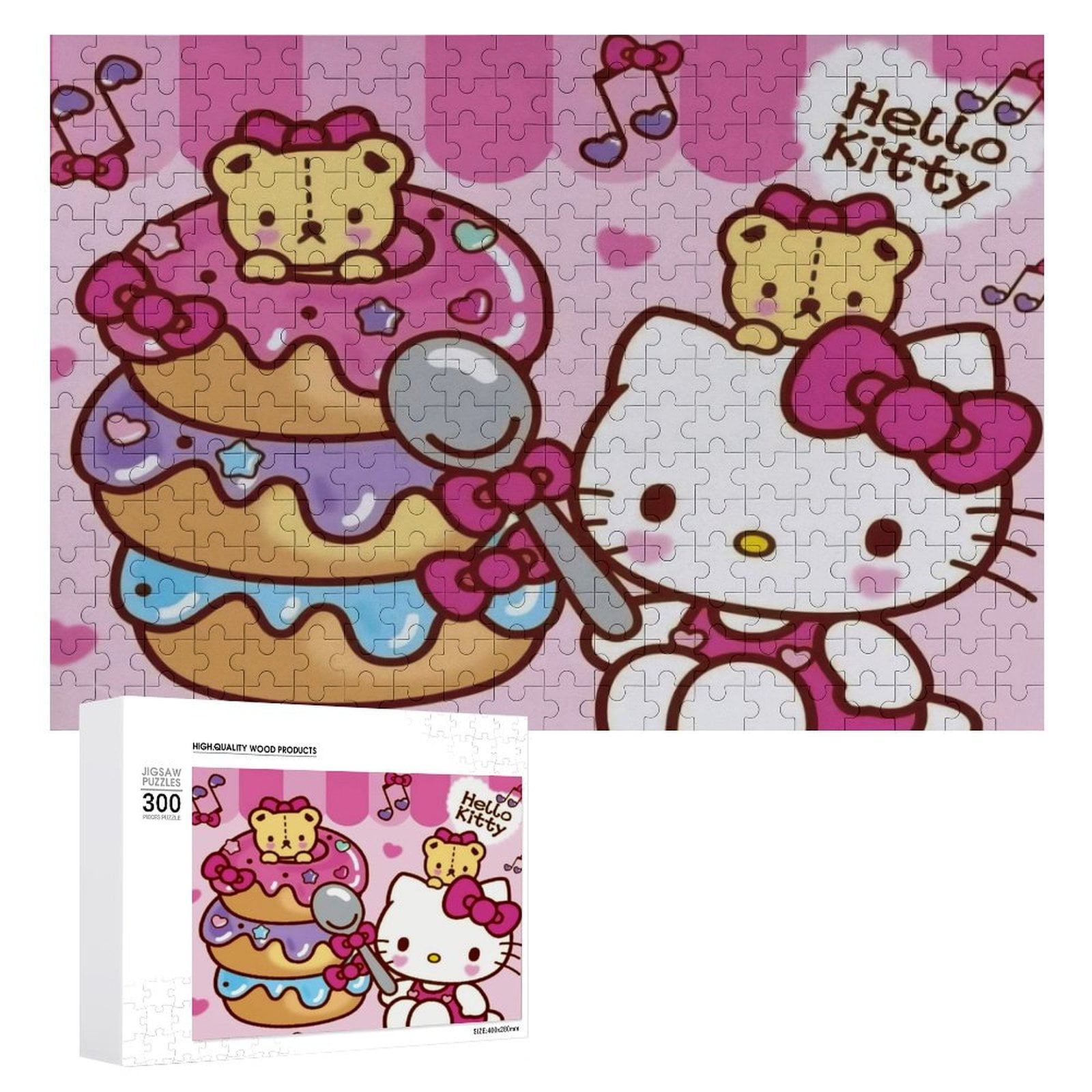 Dessert Donut Hello Kitty Puzzles for Kids Ages 4-8 Year Old,Puzzles,300 Piece Jigsaw Puzzle for ...