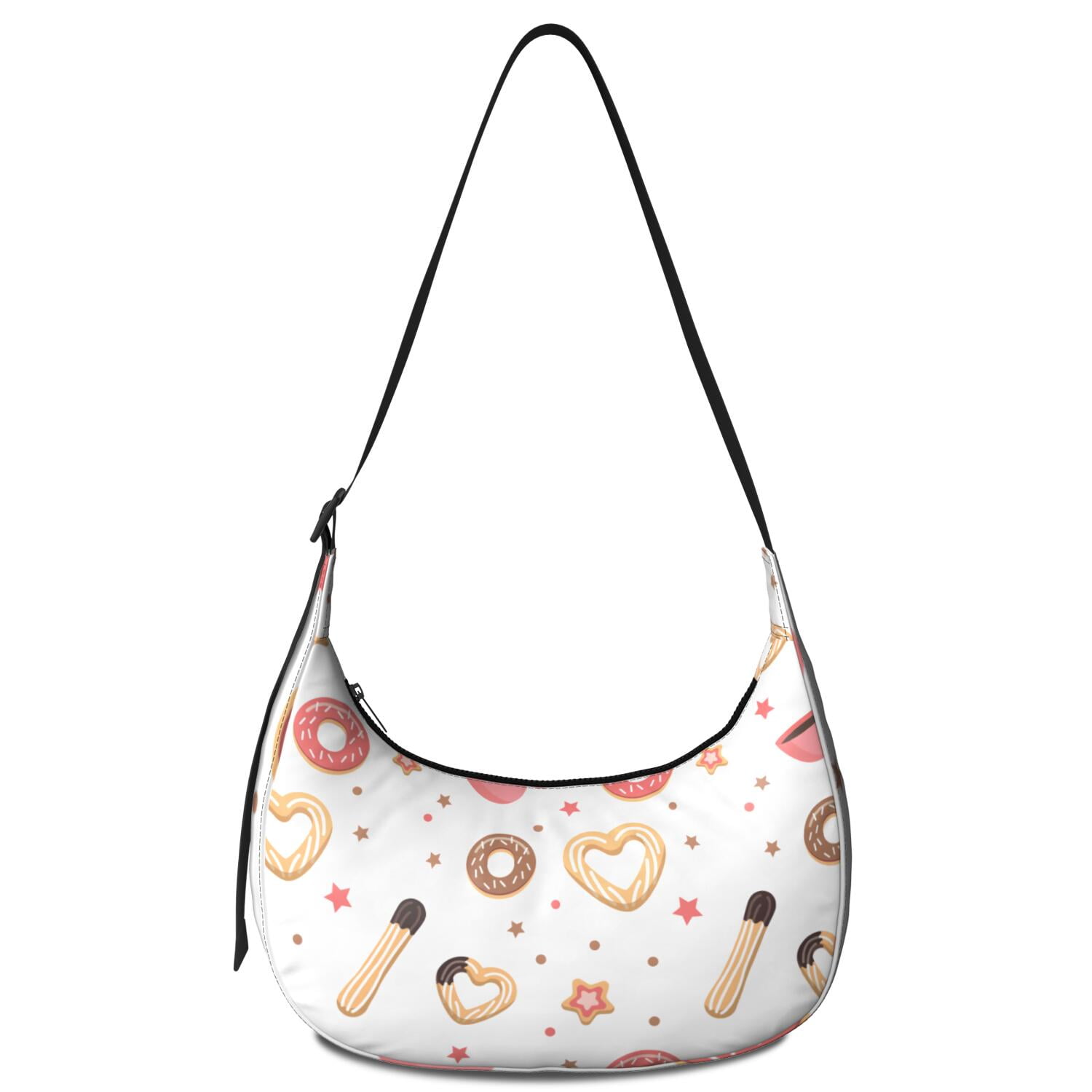Dessert Donut Print Crossbody Tote for Women, Colorful Candy Shoulder ...