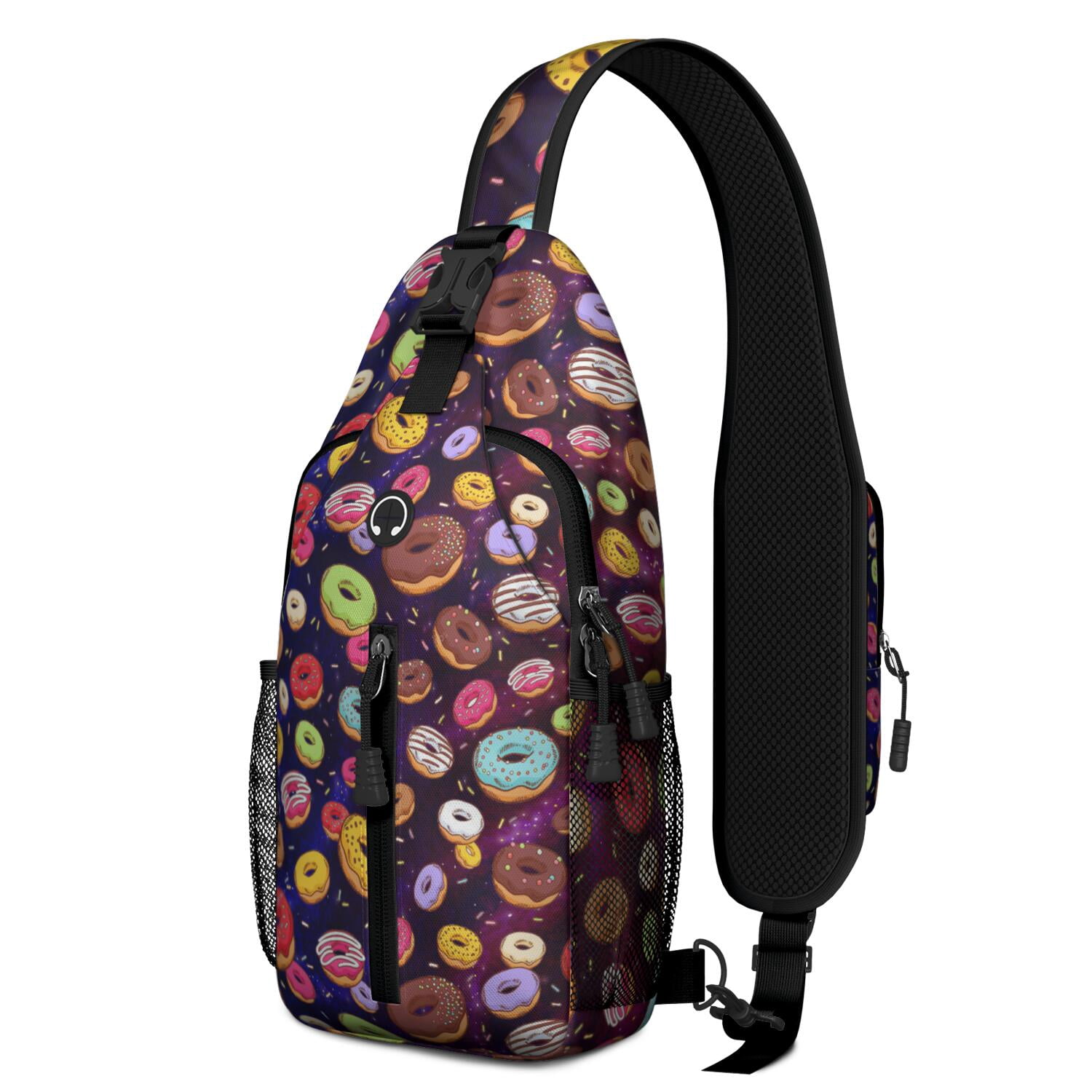 Dessert Donut Print Sling Bag, Colorful Doughnut and Candy Crossbody ...