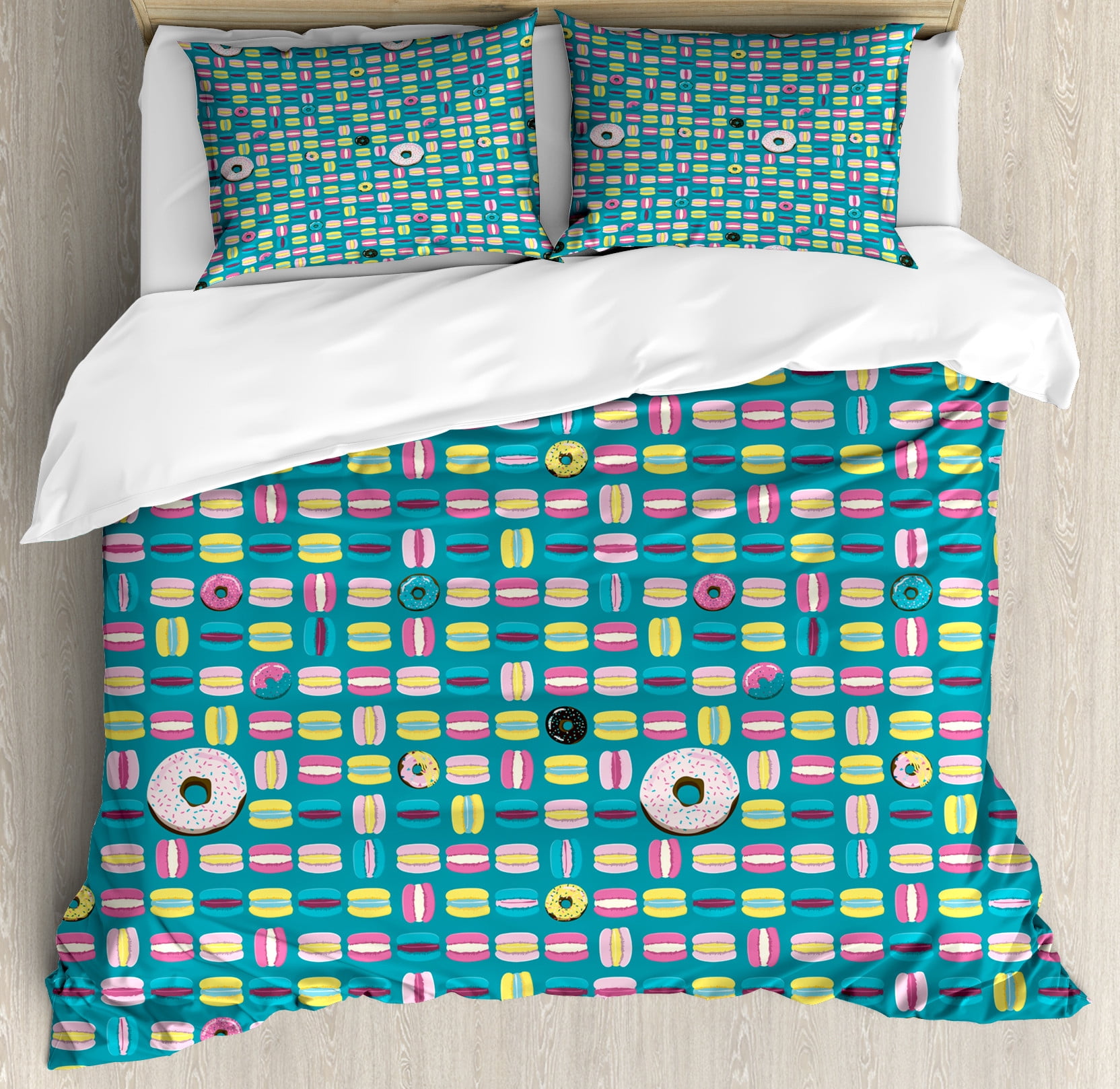 Dessert Duvet Cover Sets, Continuing Print of Colorful Donuts with ...