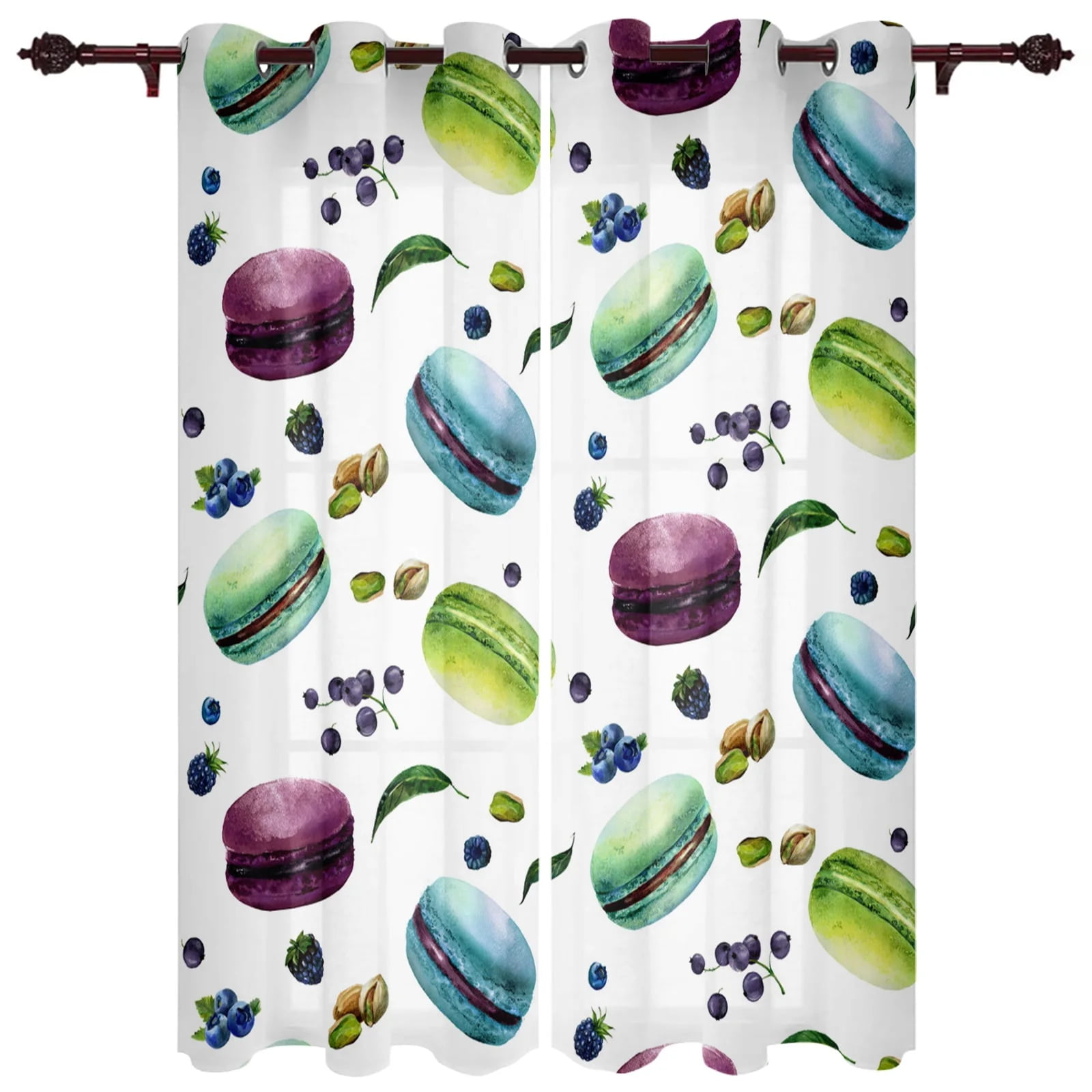 Dessert Food Donut Lattice Window Curtains for Living Room Kitchen ...