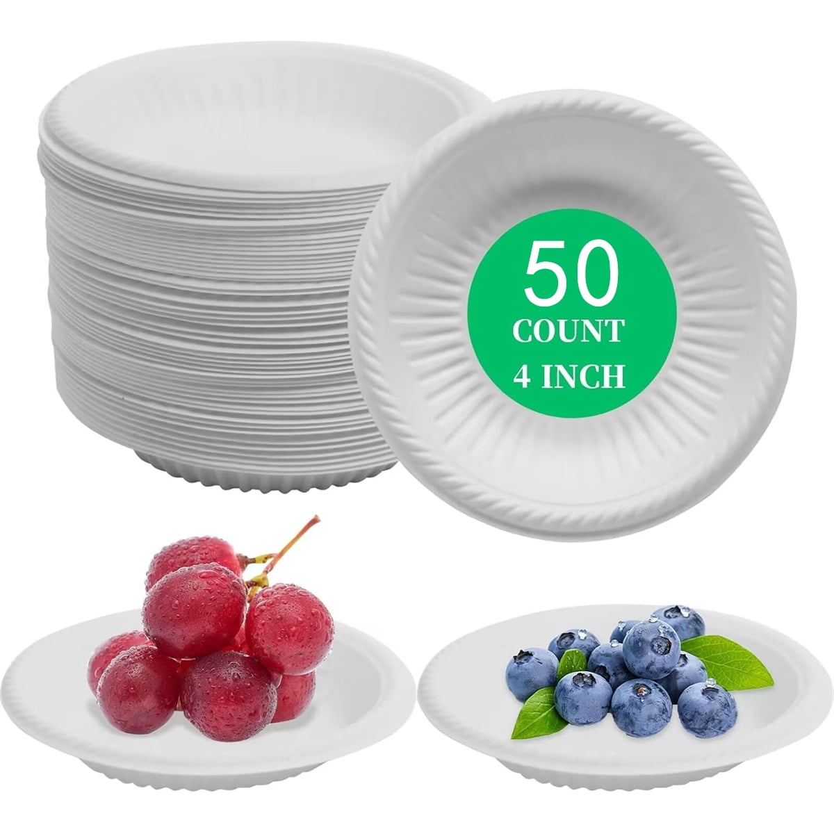 Dessert Paper Plates,Tutuviw 50 Count 4 Inch Mini Disposable Starch ...