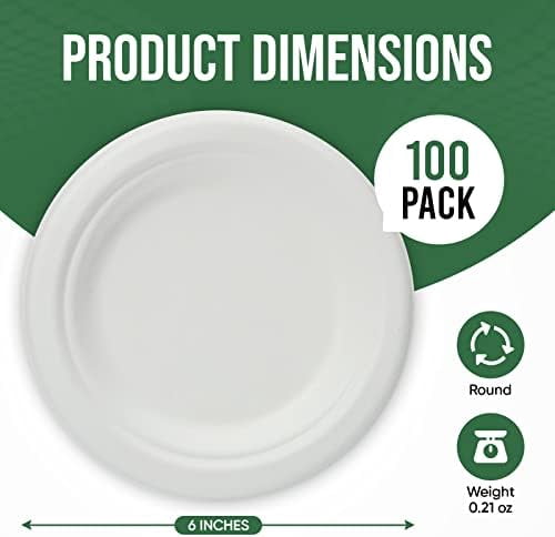 Dessert Plates, 100 Pack Small Paper Plates, Paper Plates 6 Inch – 100% ...