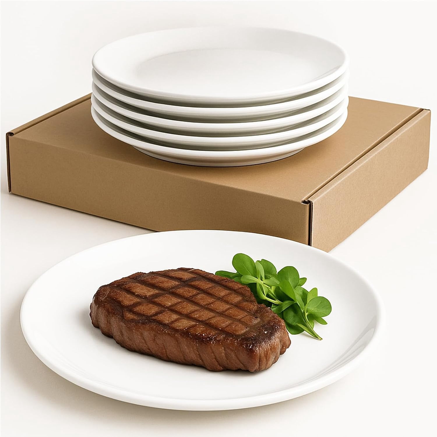 Dessert Plates Set of 6, White Appetizer Plates, 8 Inch Ceramic Dinner ...