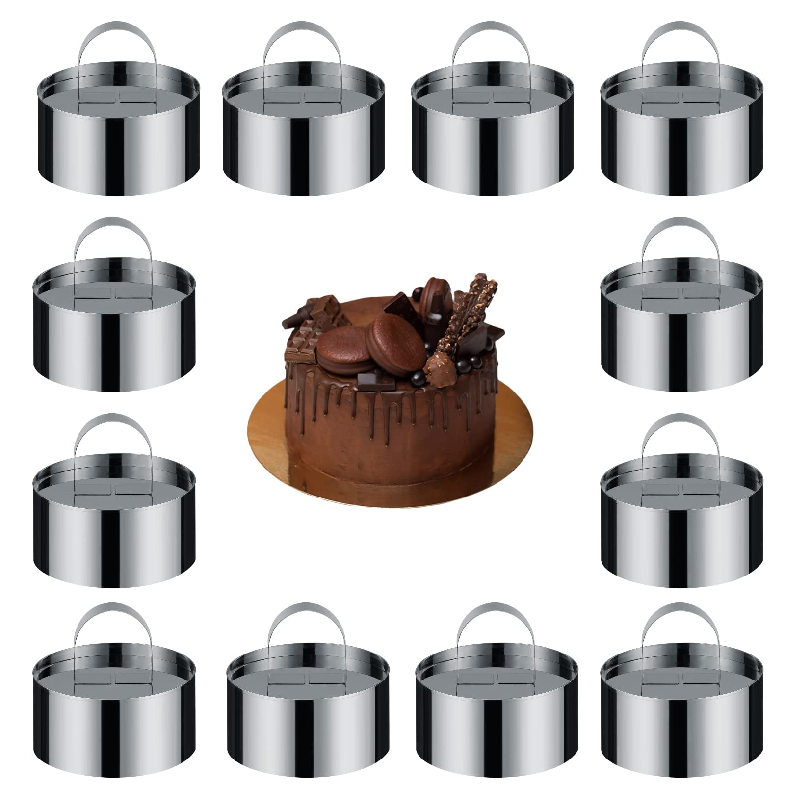Dessert Rings and Dinner Rings 12pcs, Cake Rings Set, Stainless Steel ...