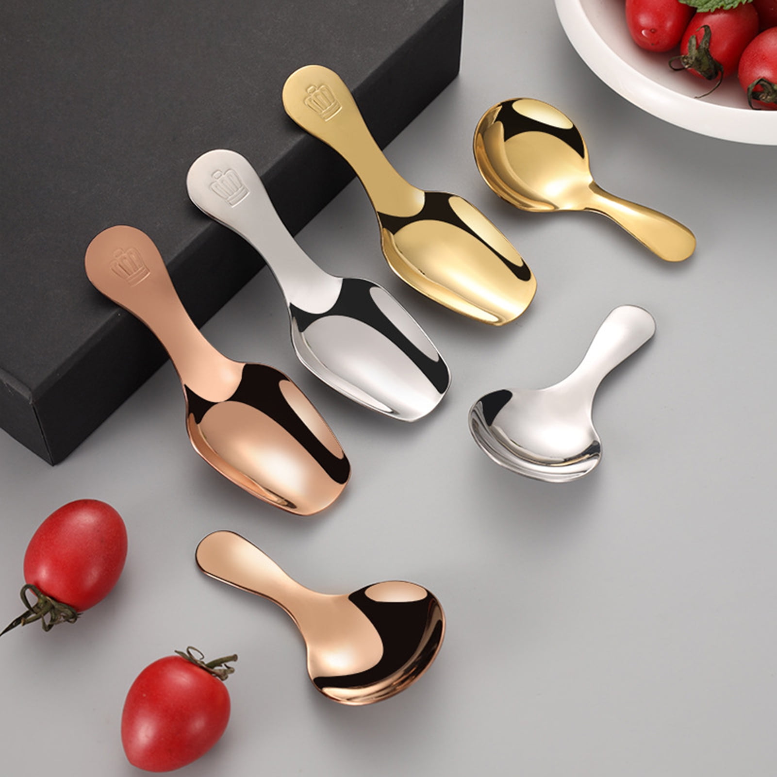 Dessert Spoon Short Handle Smooth Edge Vibrant Color Mirror Polish ...