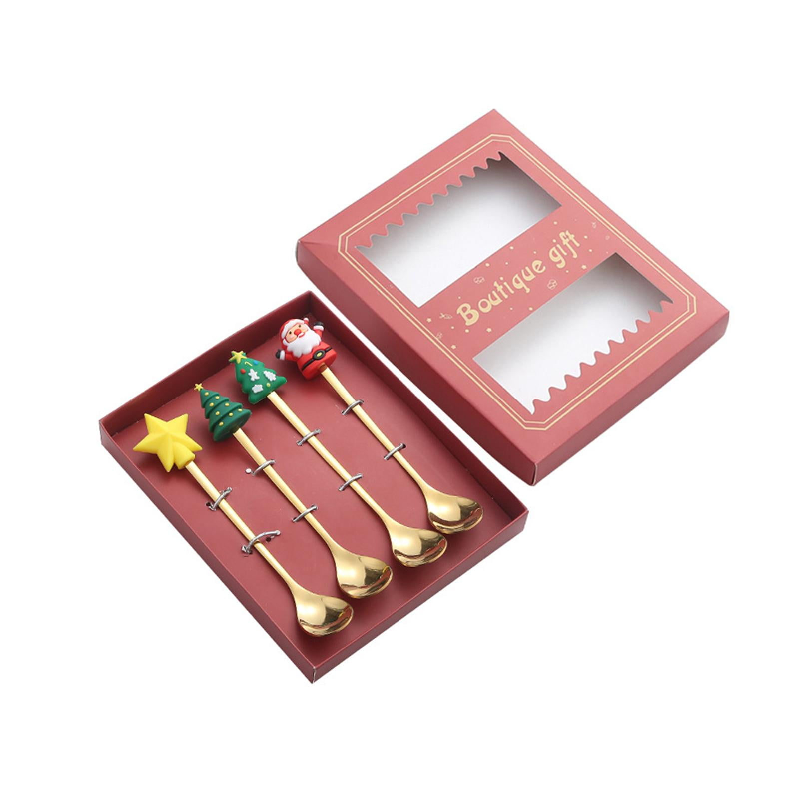 Dessert Spoons Cutlery Teaspoons Xmas Spoons for Milkshakes Drinks Tea ...