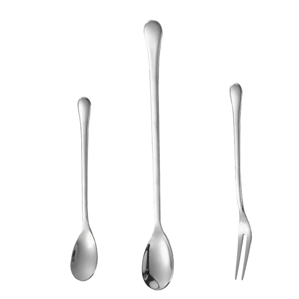 Dessert Spoons Ice Cream Spoons Salad Forks Flatware Set Reusable Fruit ...
