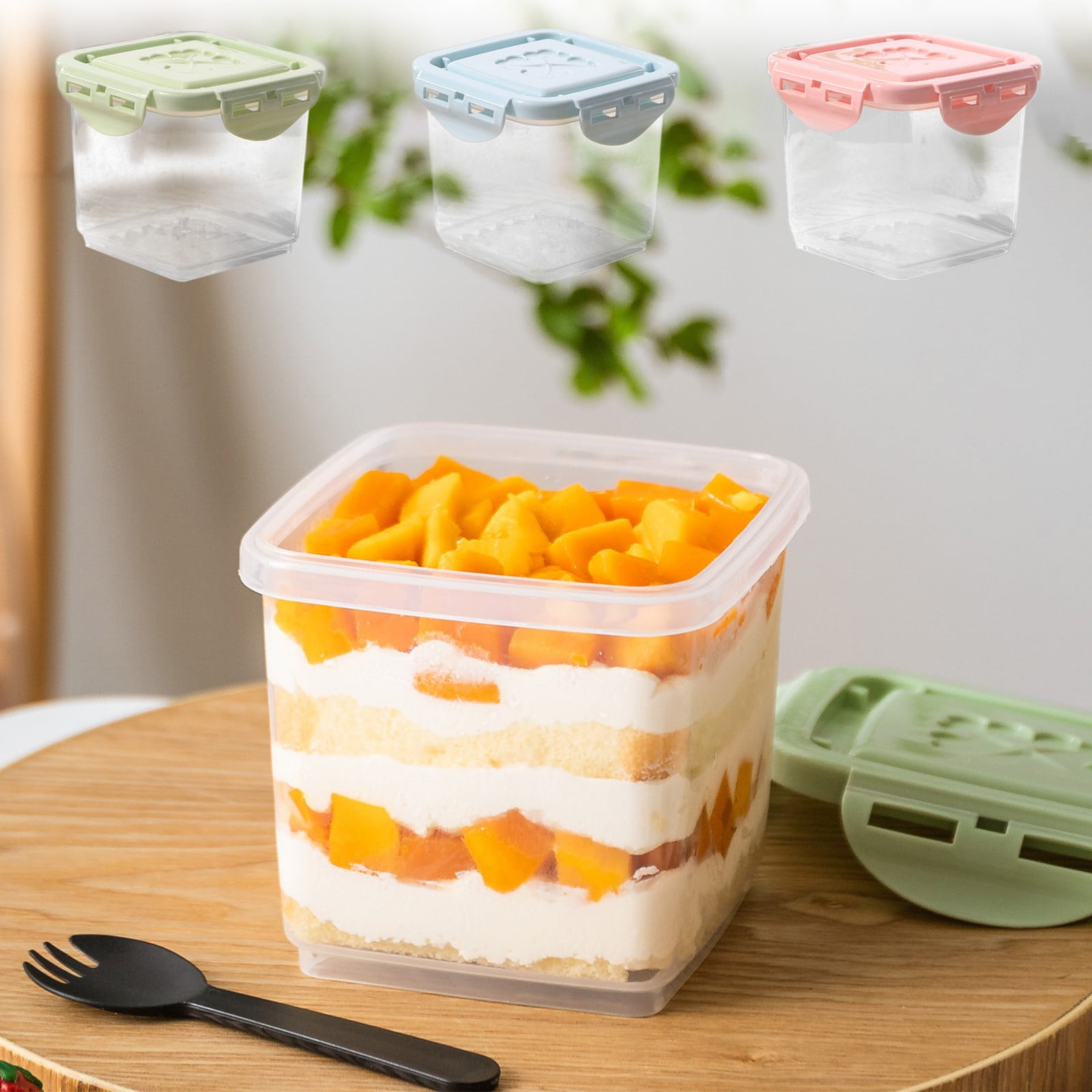 Dessert Storage Container - 650ml Food-Grade Plastic Box for Cakes ...
