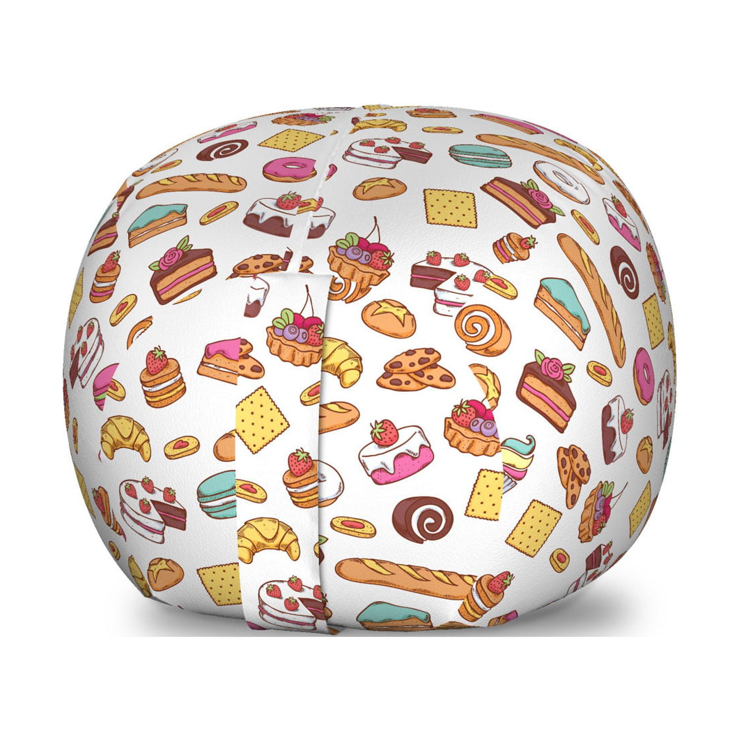 Dessert Storage Toy Bag Chair, Bakery Medley Pattern of Baguettes ...