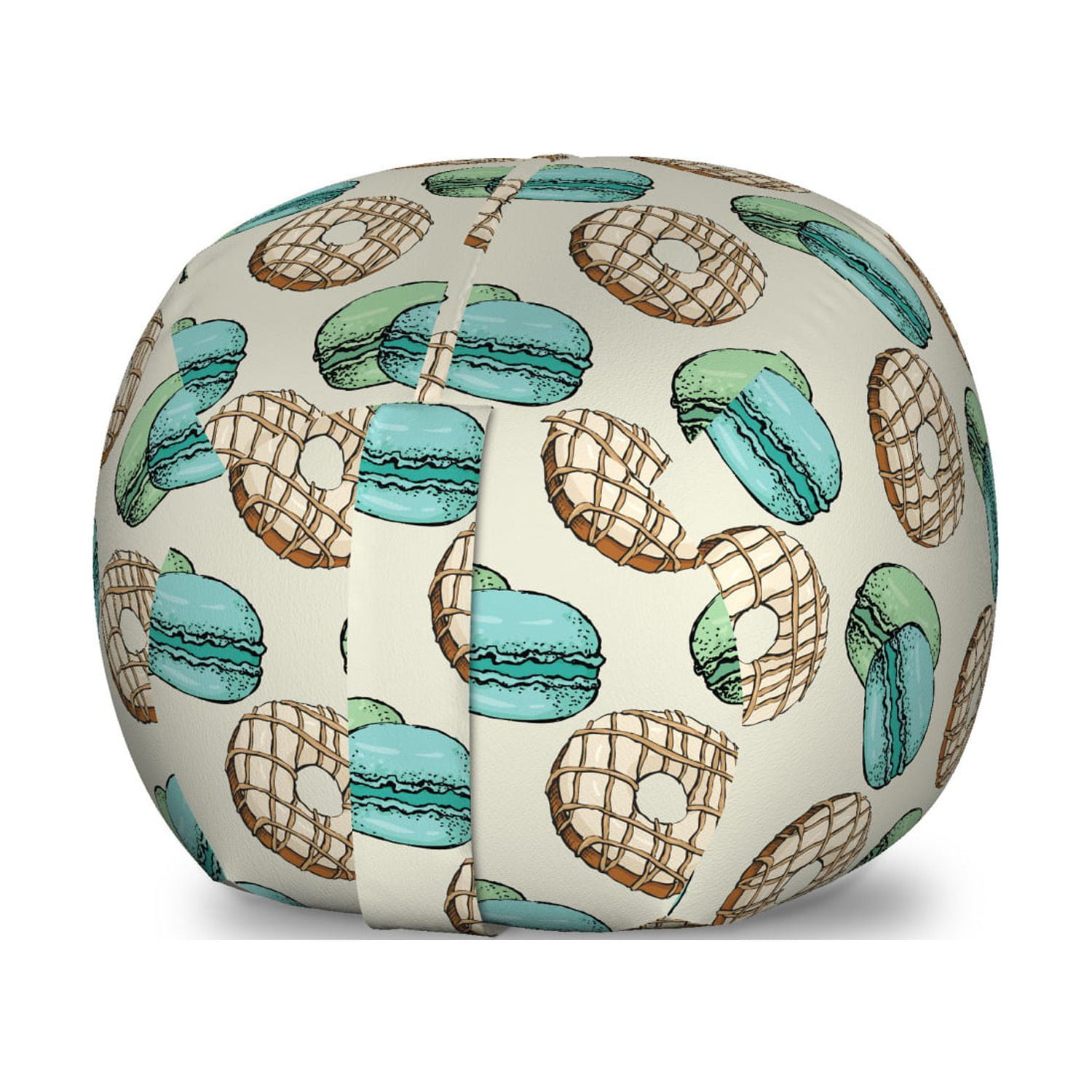 Dessert Storage Toy Bag Chair, Graphic Image of Donuts and Macaroons ...