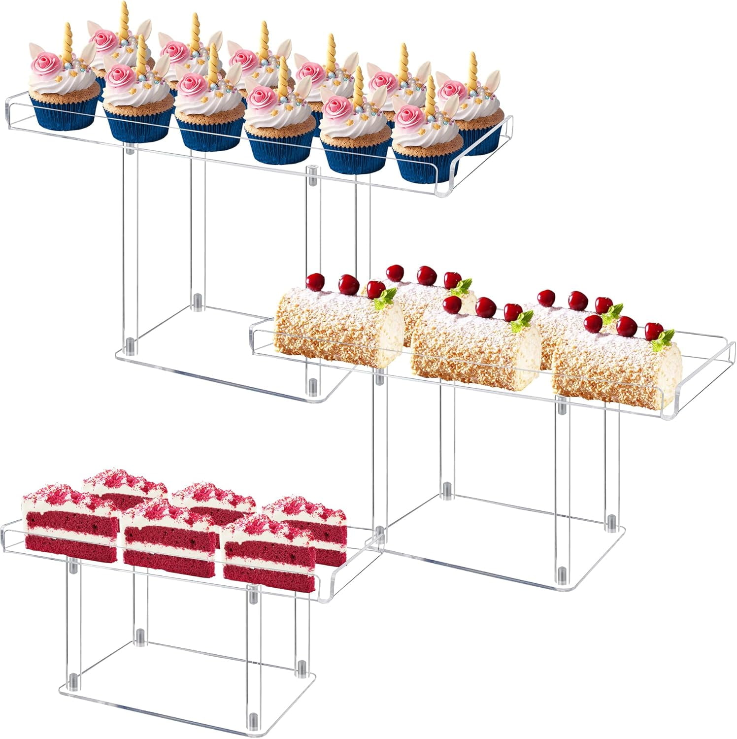 Dessert Table Display Set, 3 Pack Acrylic Dessert Stands,Buffet Risers ...