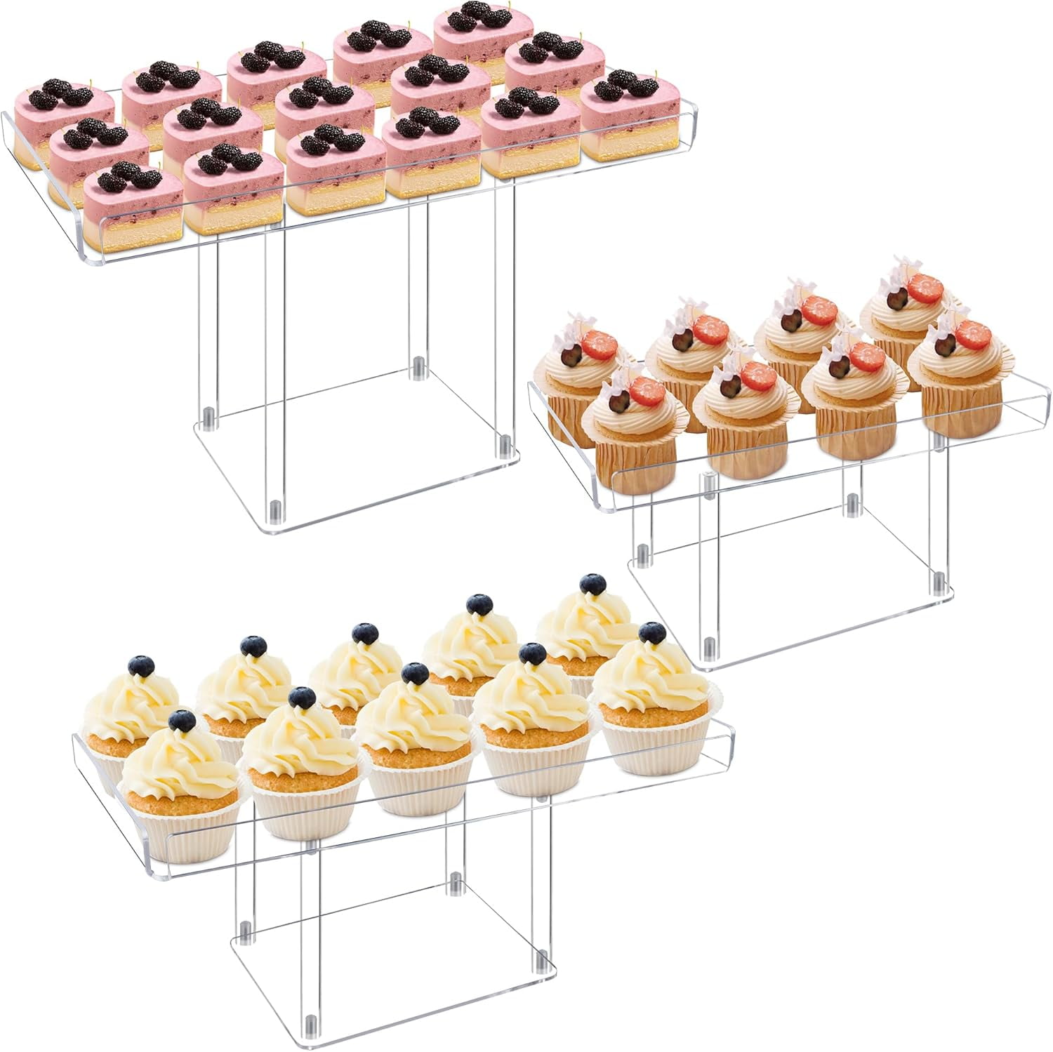 Dessert Table Display Set, 3 Pack Dessert Display Stands, Acrylic ...